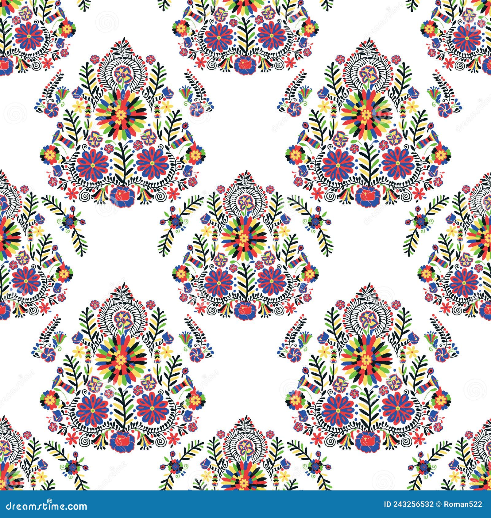 Pattern with Floral Ornament Stock Vector - Illustration of culture ...