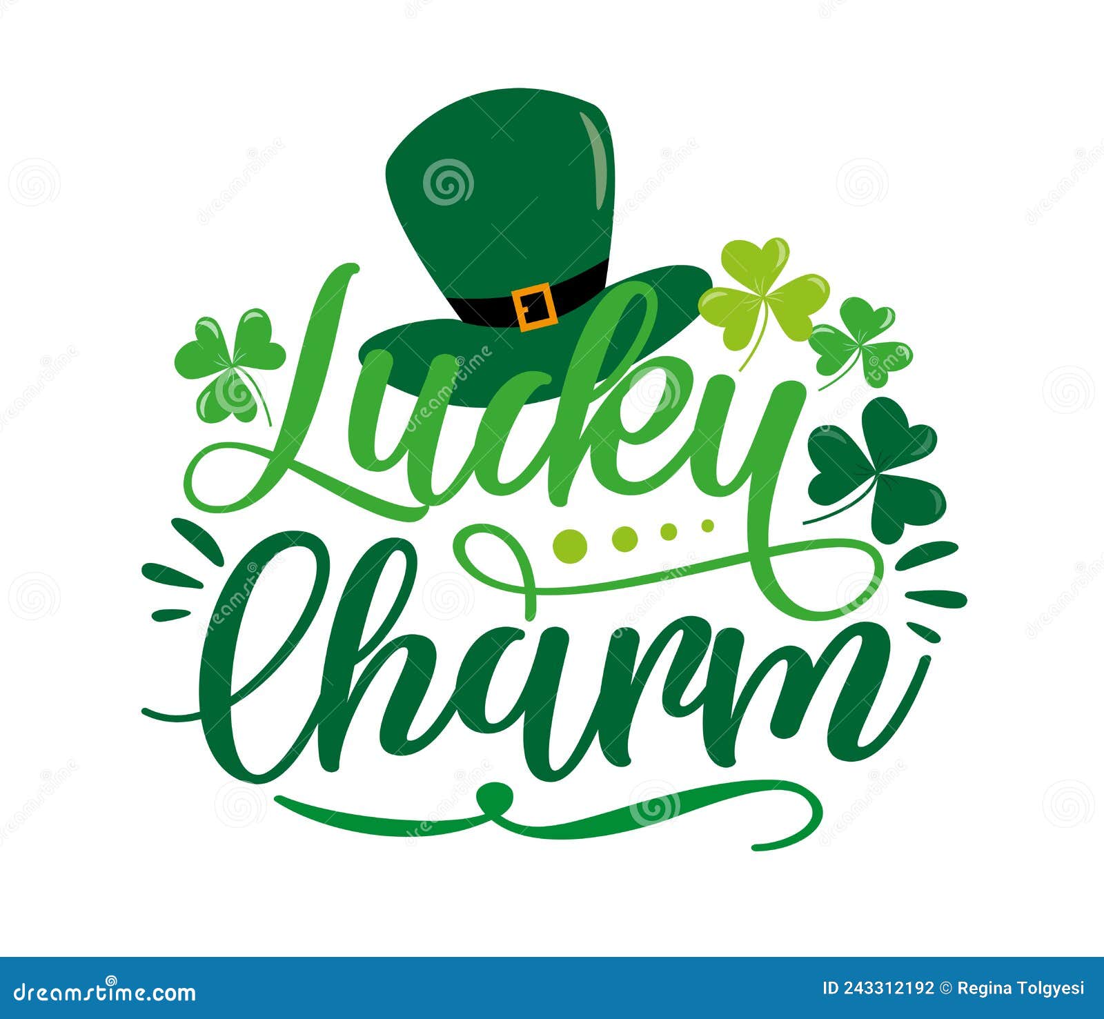 Lucky Charm - Calligraphy with Leprechaun Hat for St. Patrick`s Day ...