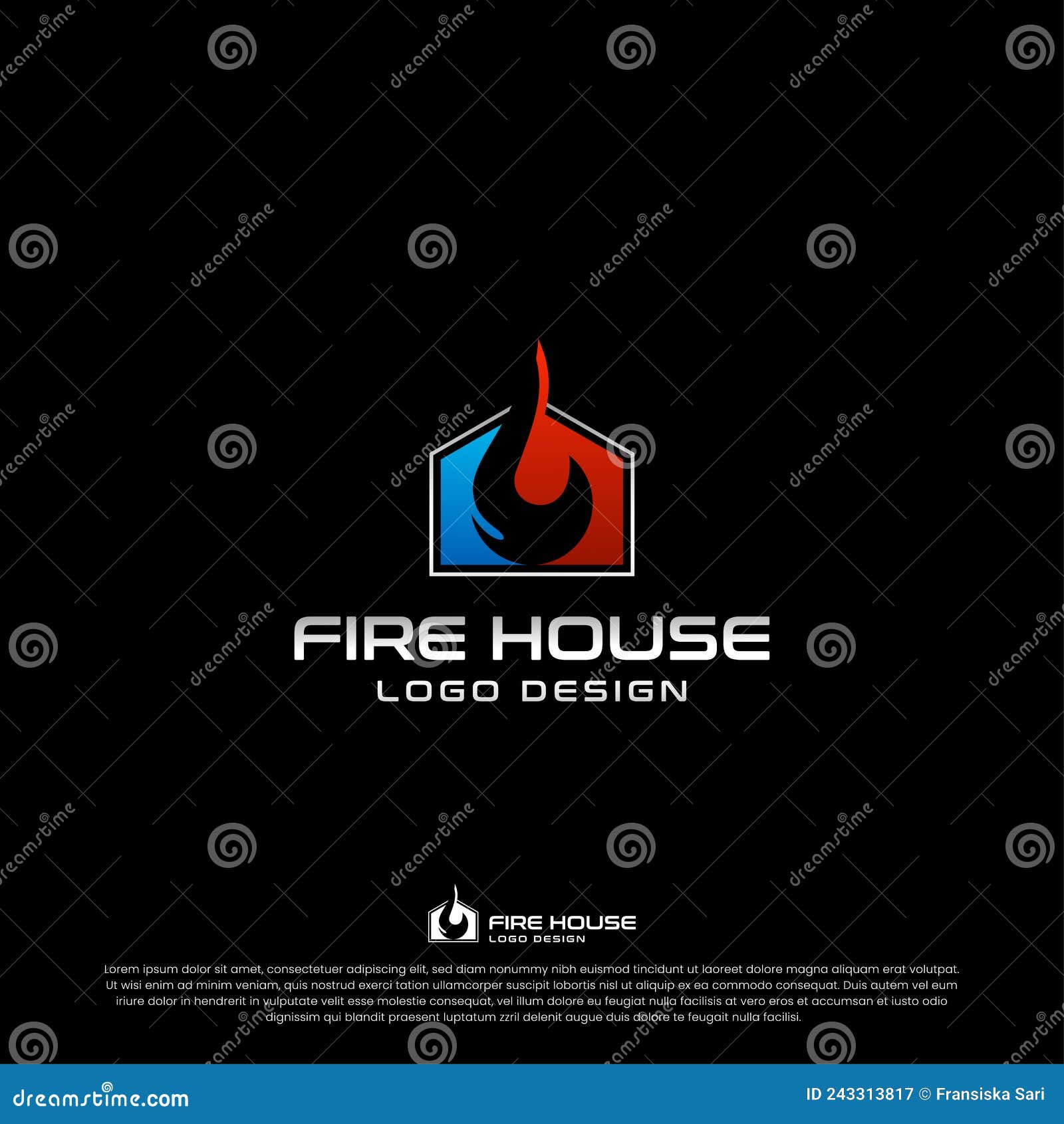 FIRE HOUSE LOGO DESIGN stock illustration. Illustration of building ...