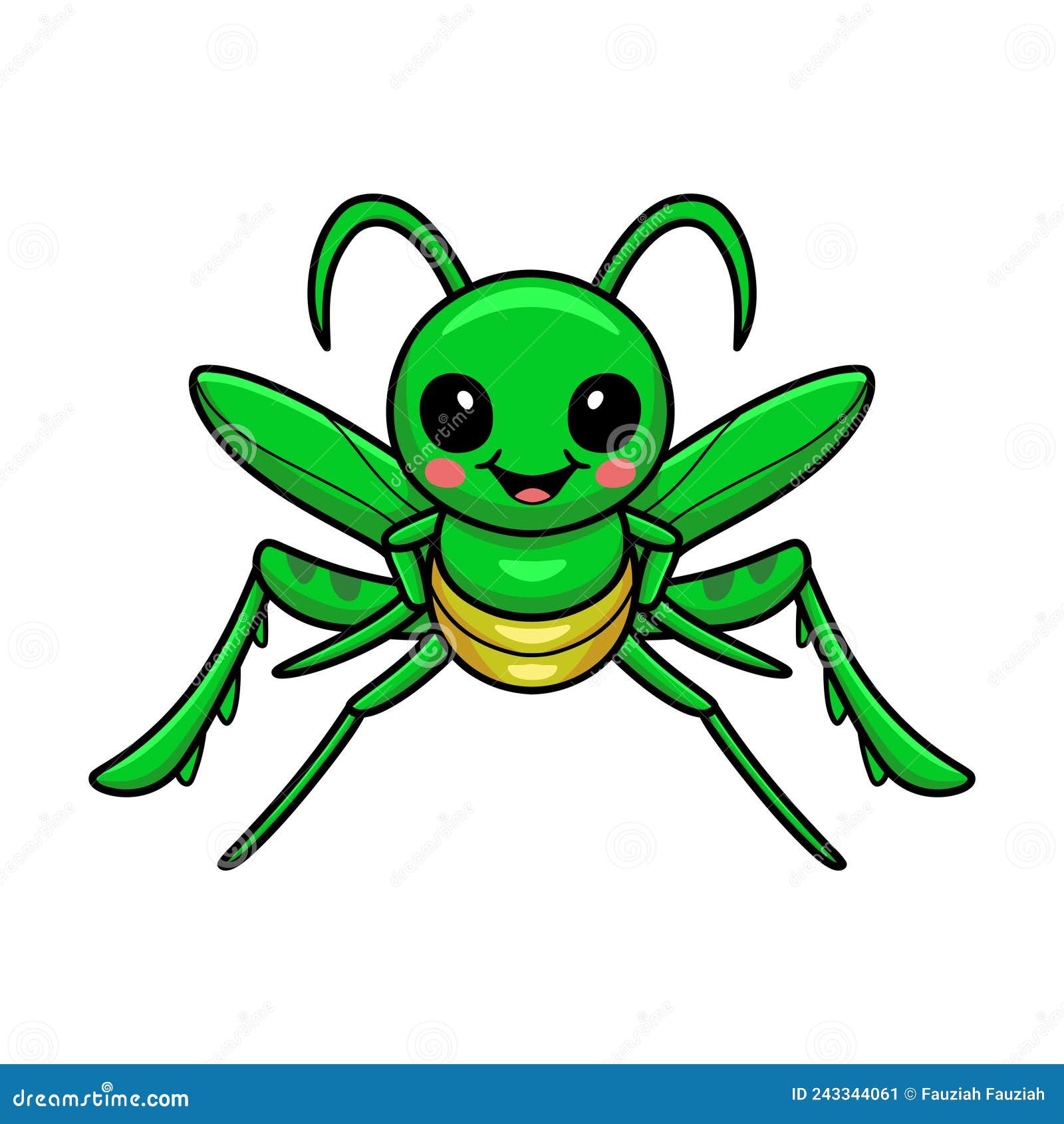 Cute Little Mantis Cartoon Character Stock Vector - Illustration of ...