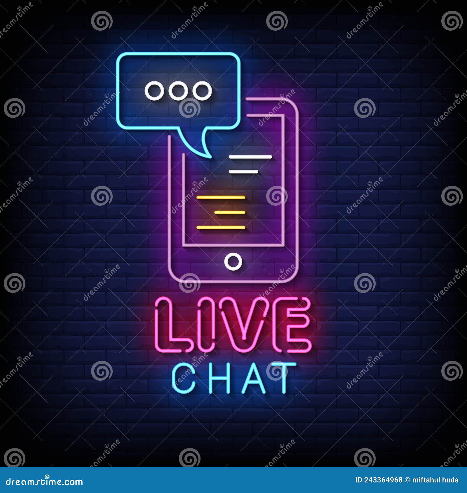 Live Chat Neon Signs Style Text Vector Stock Vector - Illustration of ...