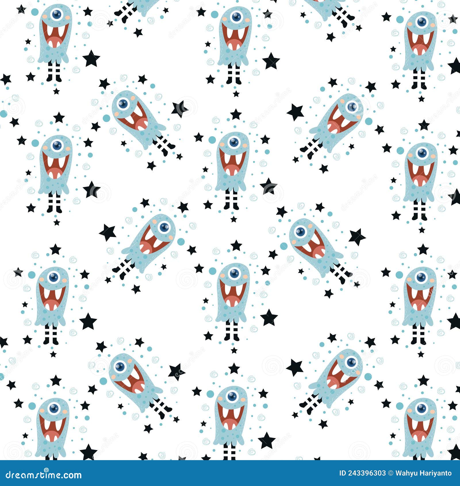 Navy blue monster pattern stock vector. Illustration of monster - 243396303