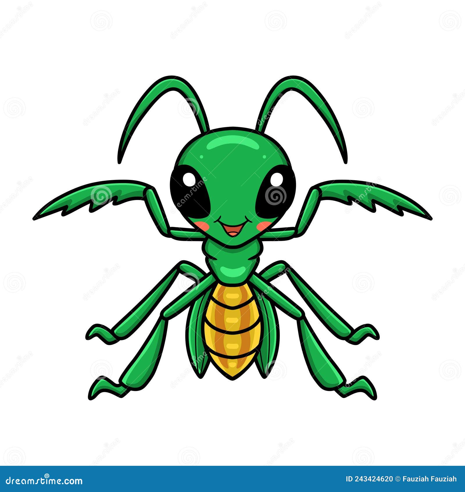 Cute Little Mantis Cartoon Character Stock Vector - Illustration of ...