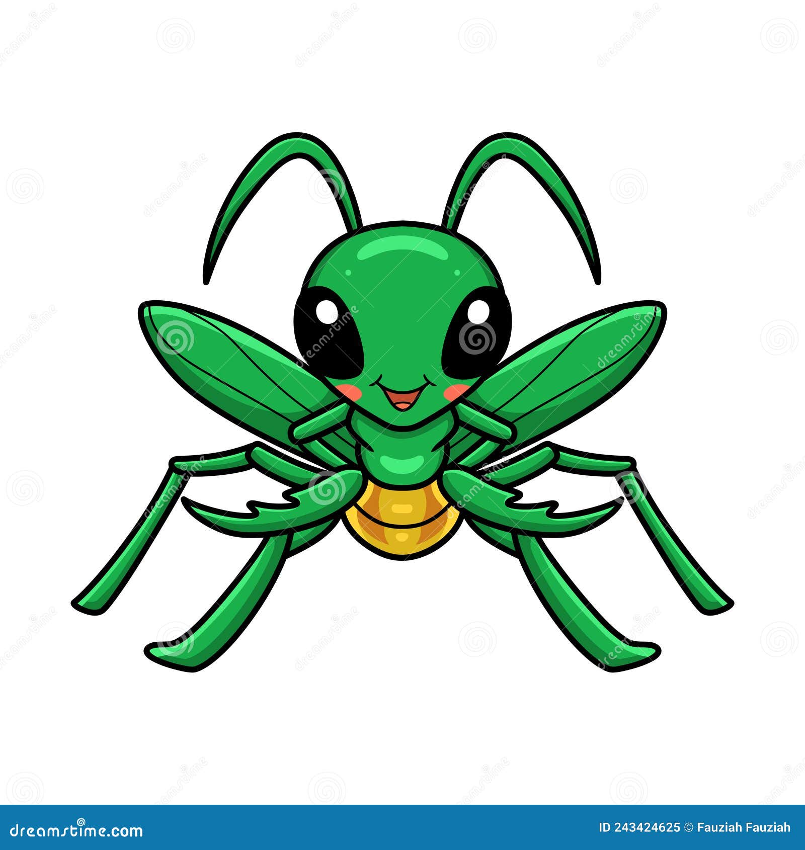 Cute Little Mantis Cartoon Character Stock Vector - Illustration of ...