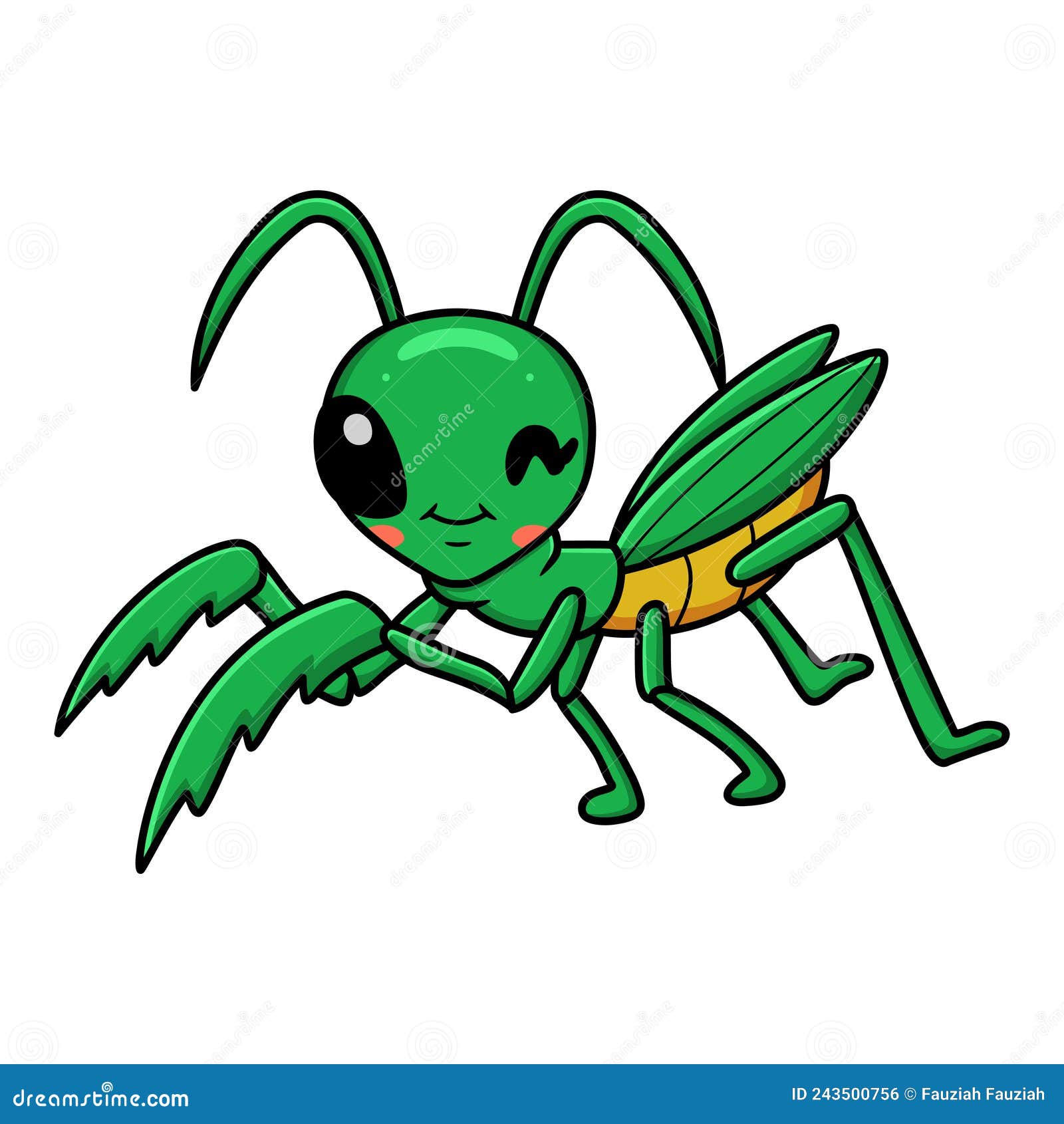 Cute Little Mantis Cartoon Character Stock Vector - Illustration of ...