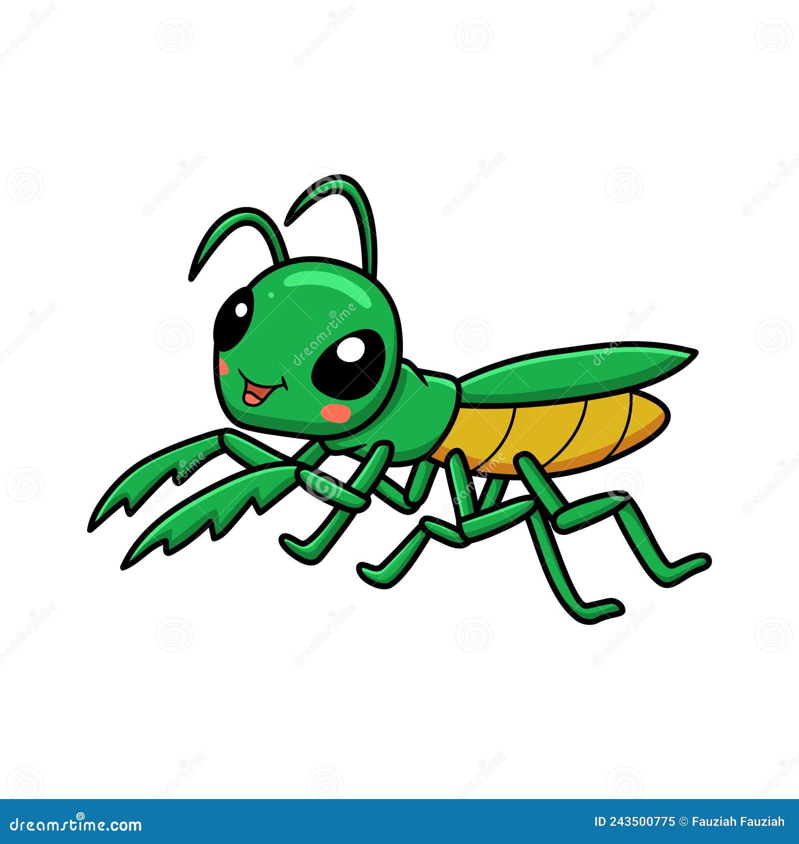 Cute Little Mantis Cartoon Character Stock Vector - Illustration of ...