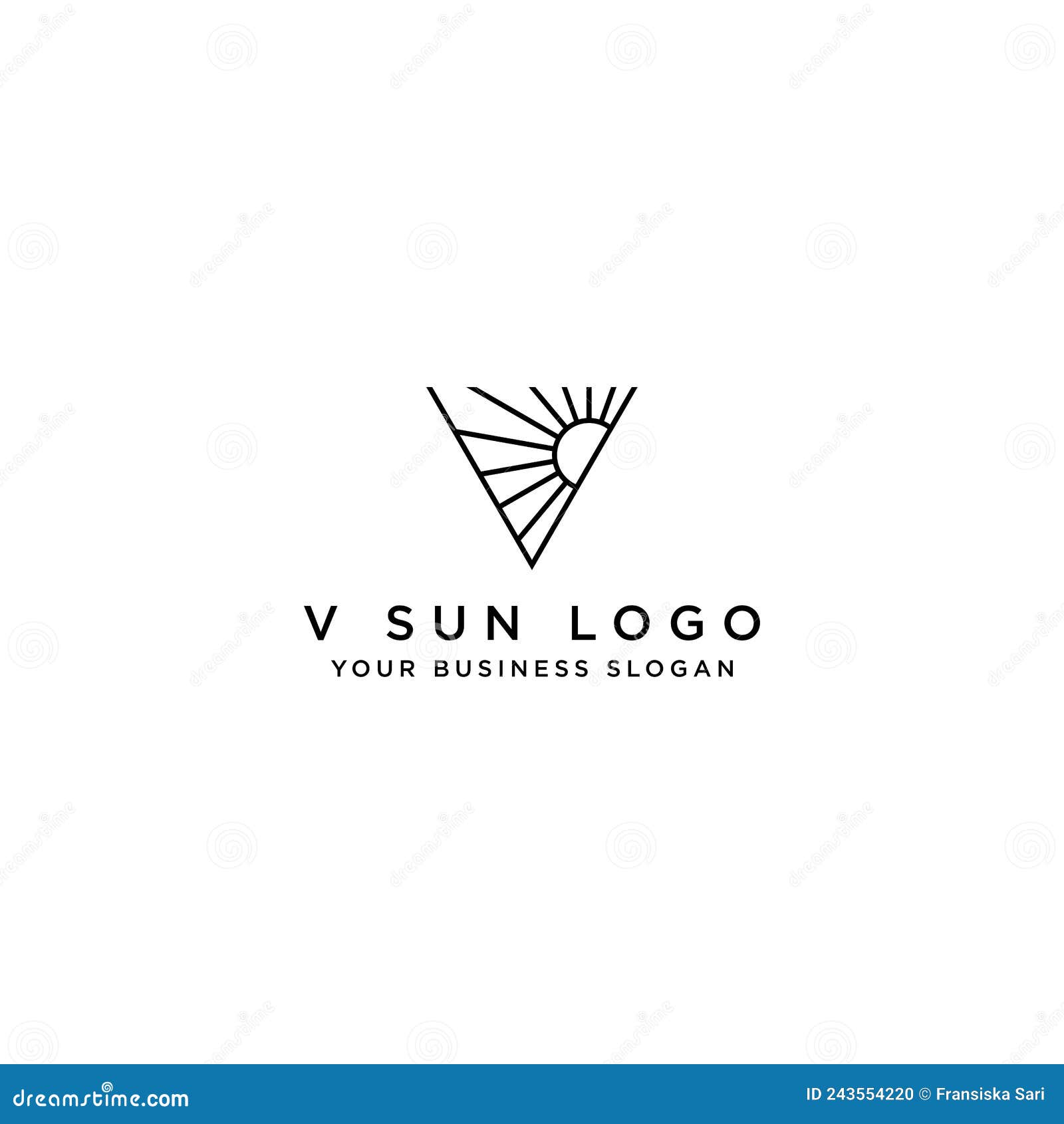 V SUN LOGO stock vector. Illustration of simple, graphic - 243554220