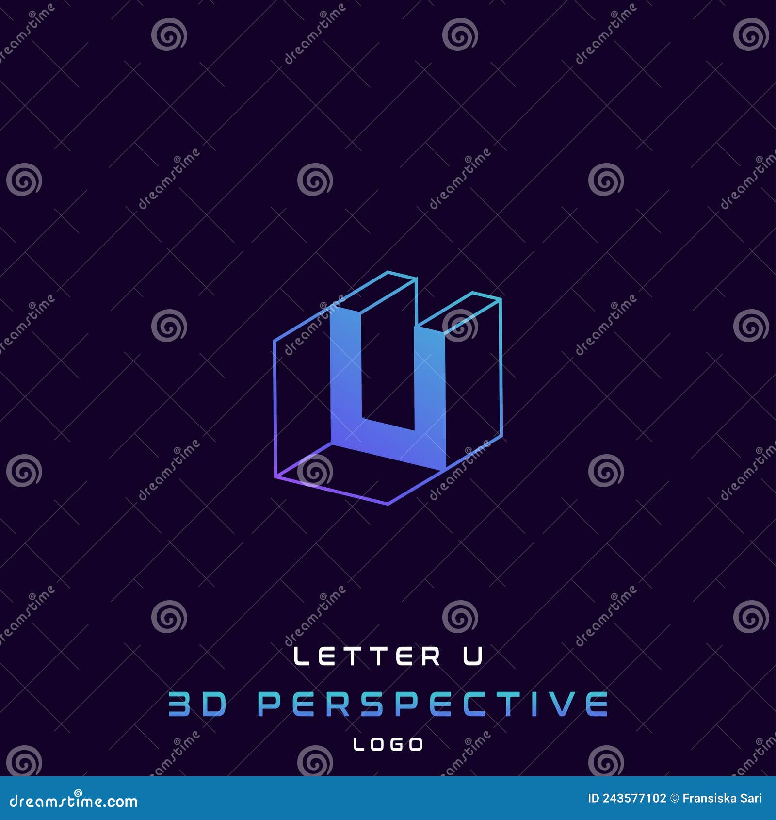 U 3D PERSPECTIVE LOGO stock vector. Illustration of flat - 243577102