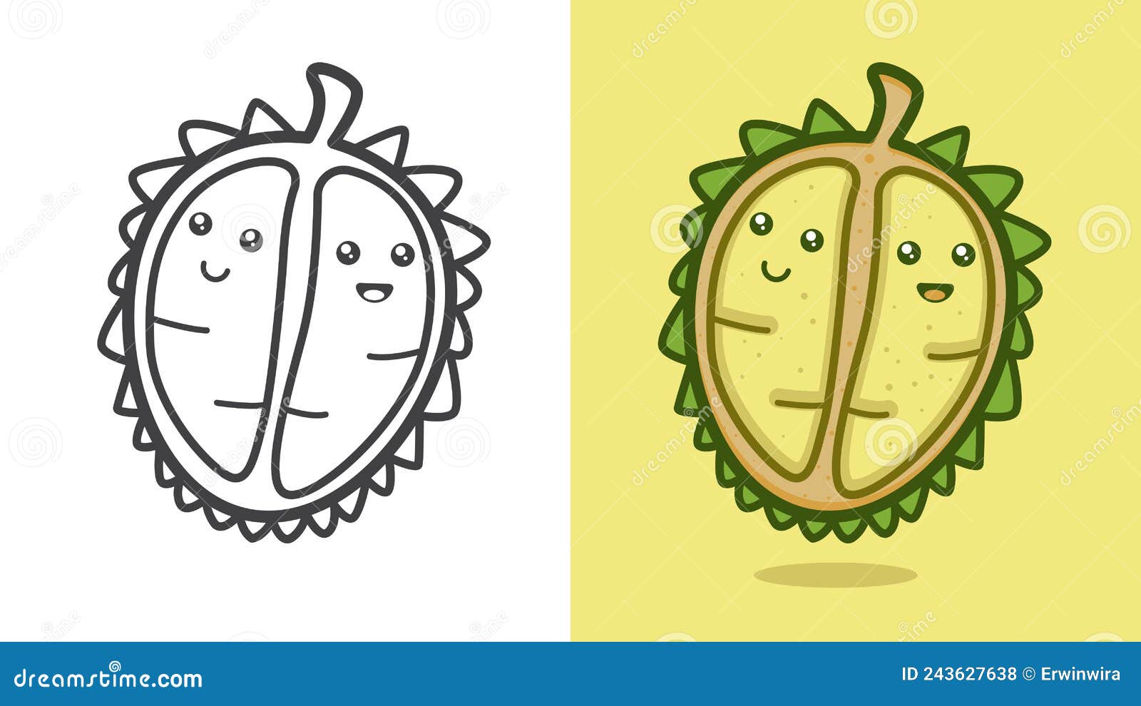 Cute Durian Face Logo Mascot Icon Template Cartoon Vector ...