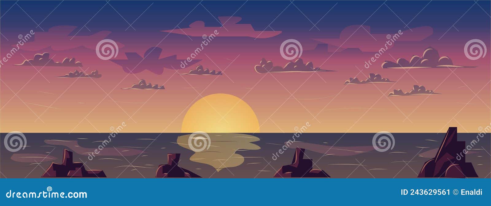 Sunset Beach Game Background Vector Illustration Stock Vector ...