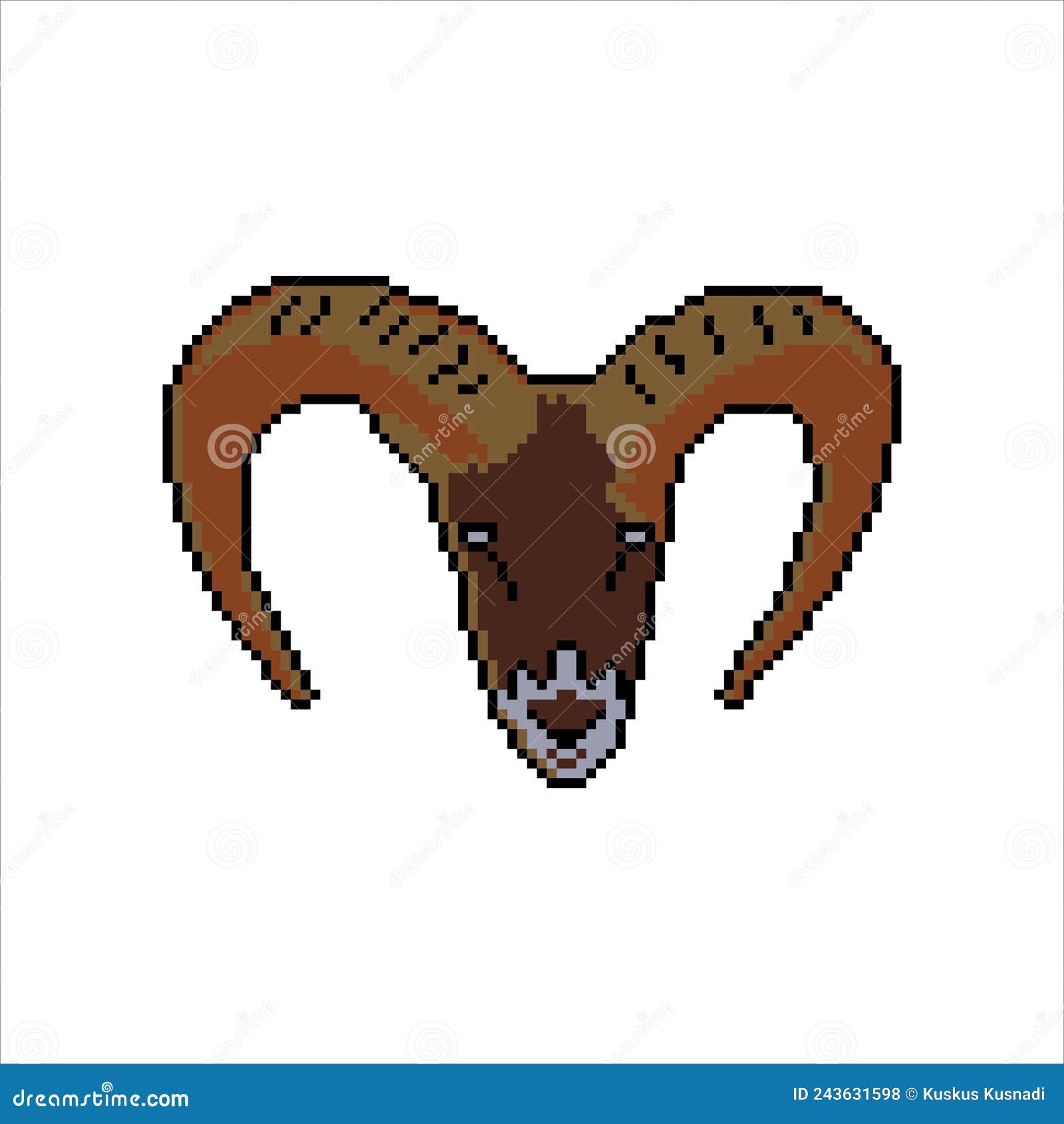 Pixel Art Ibex With Curved Horns In Side View Capturing Unique Features ...