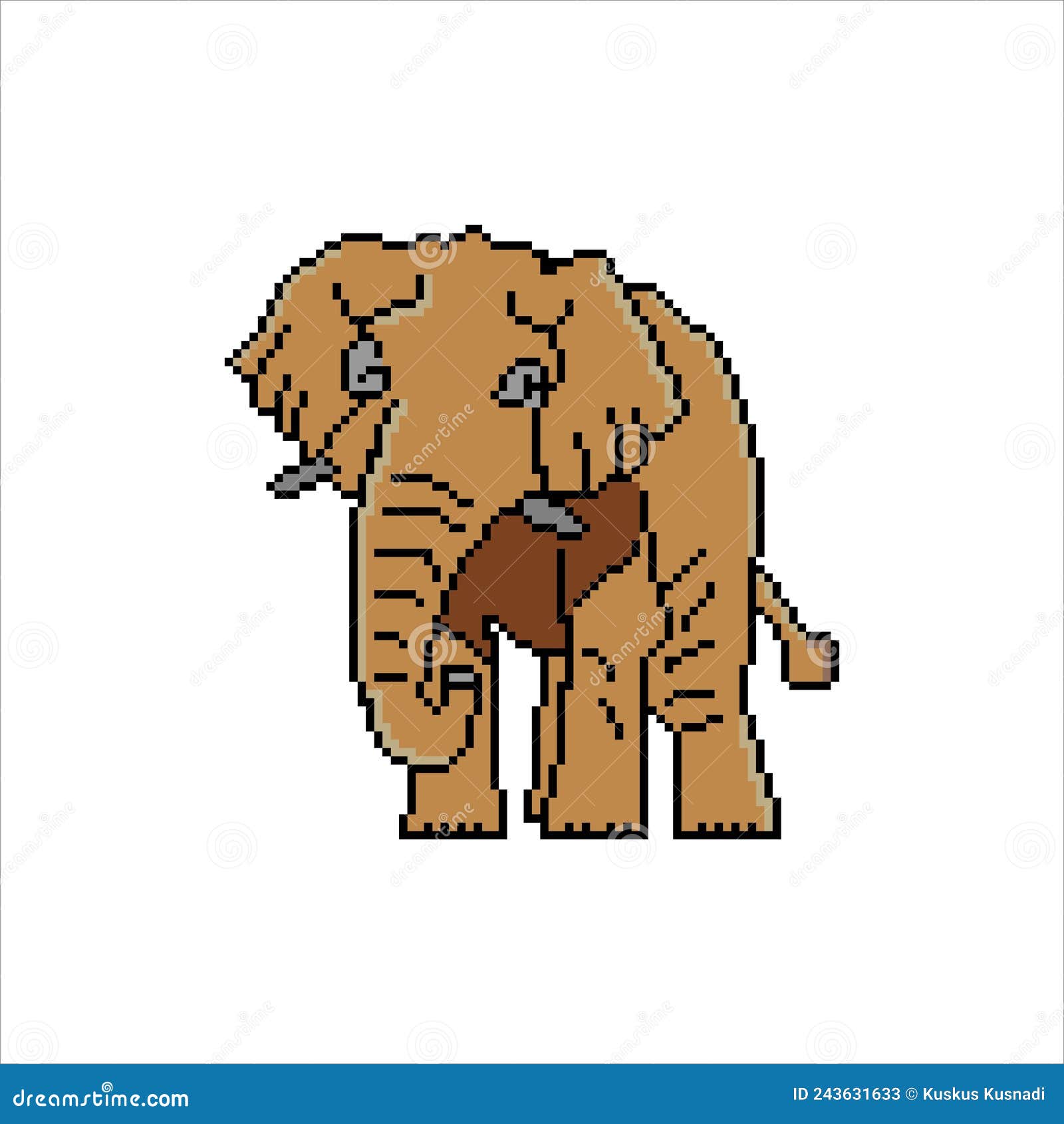 Vector Illustration Elephant with Pixel Art. Stock Vector ...