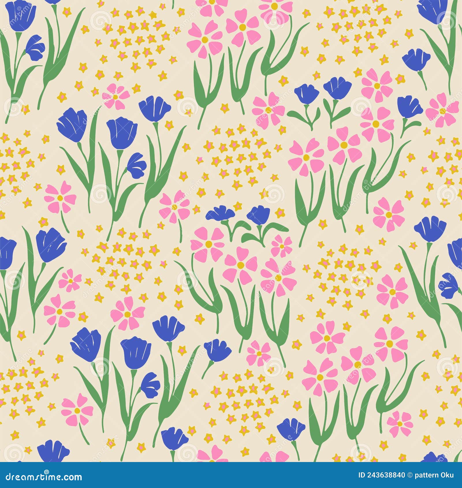 Vector Ditsy Flower Illustration Seamless Repeat Pattern Stock Vector ...