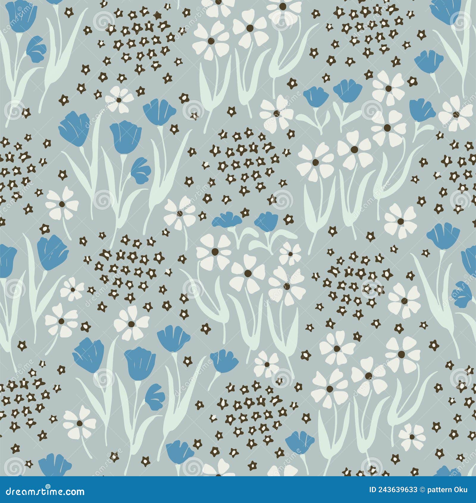 Vector Ditsy Flower Illustration Seamless Repeat Pattern Stock Vector ...