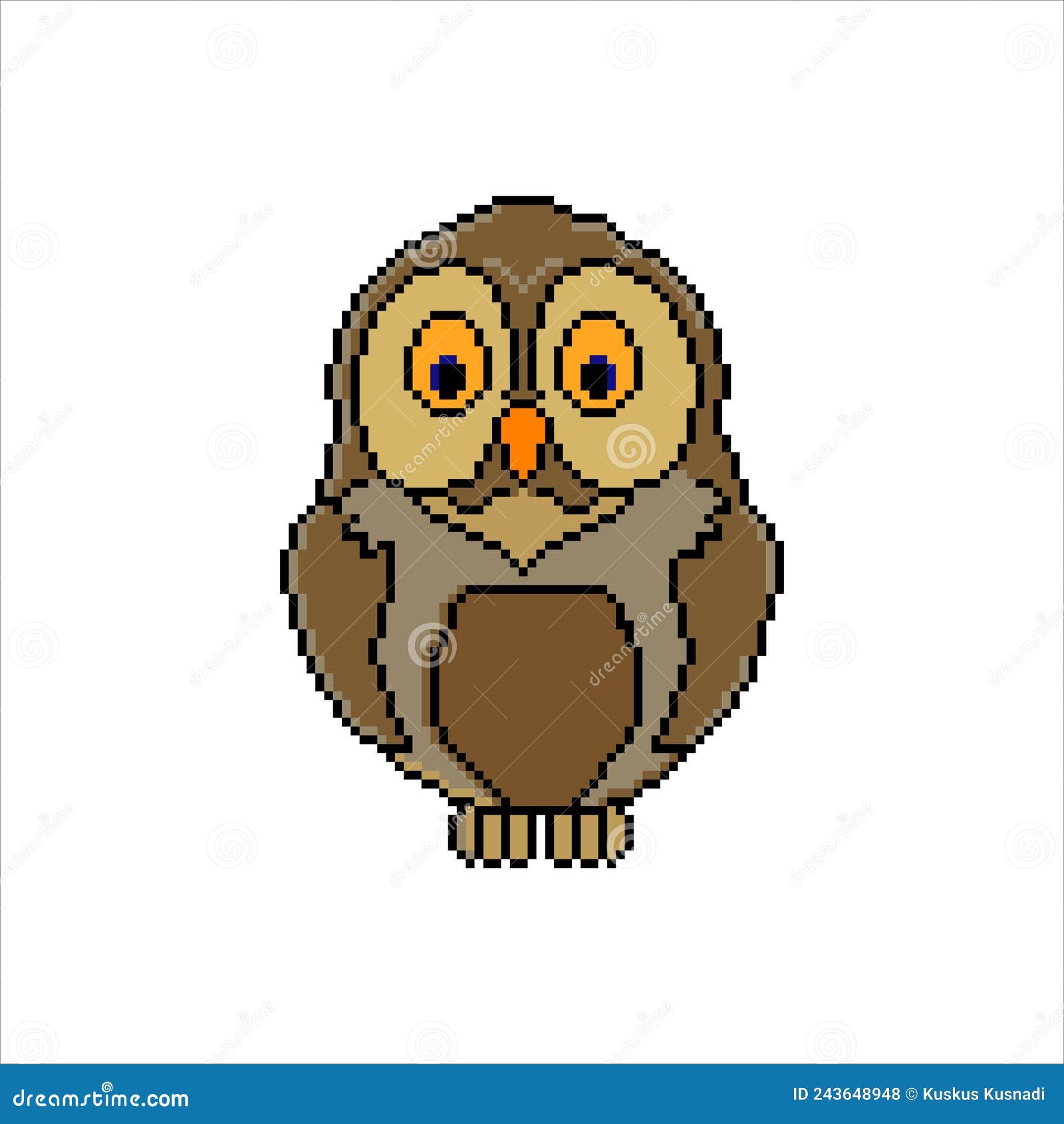 Pixel art with owl. stock vector. Illustration of beak - 243648948