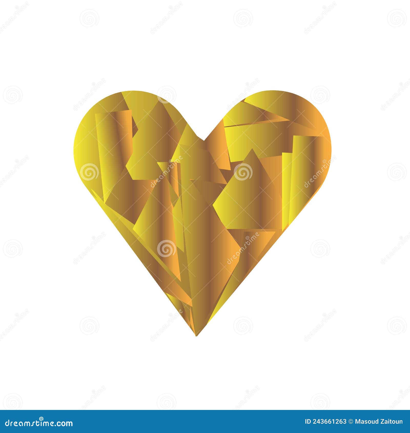 Golden Heart Vector Illustration Stock Vector - Illustration of design ...