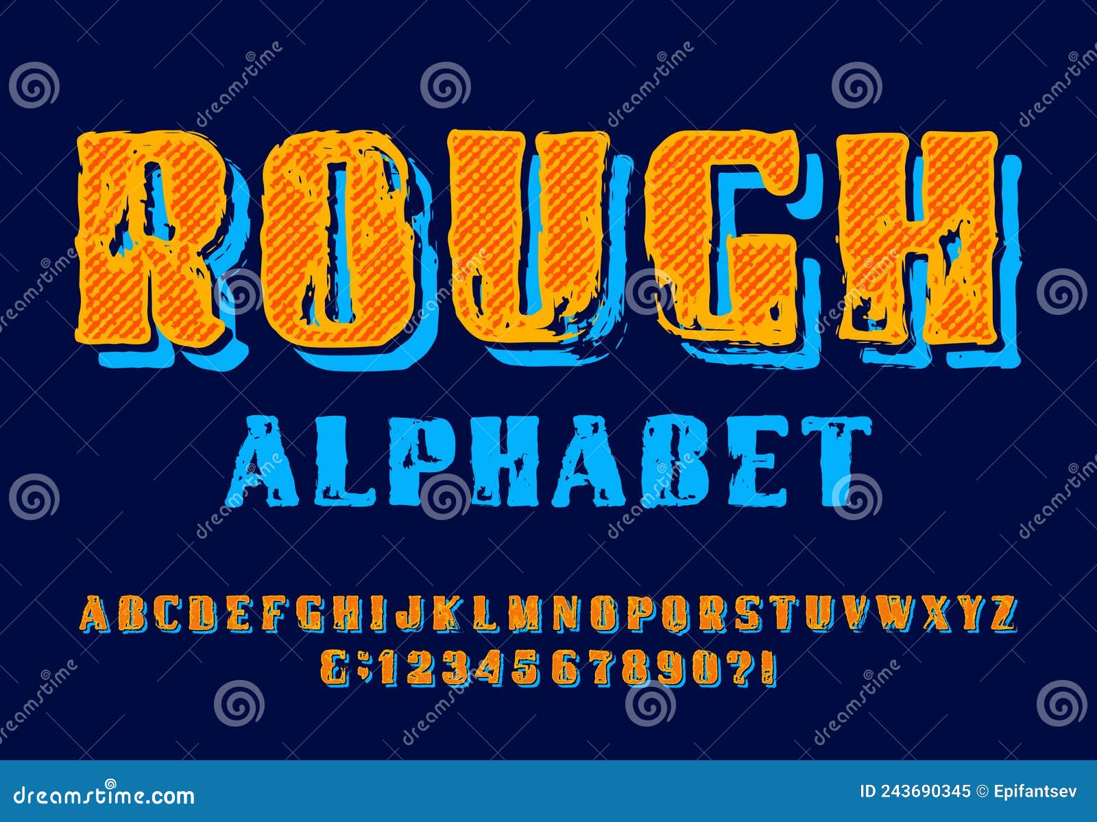 Rough Alphabet Font. Messy Letters and Numbers Stock Vector ...