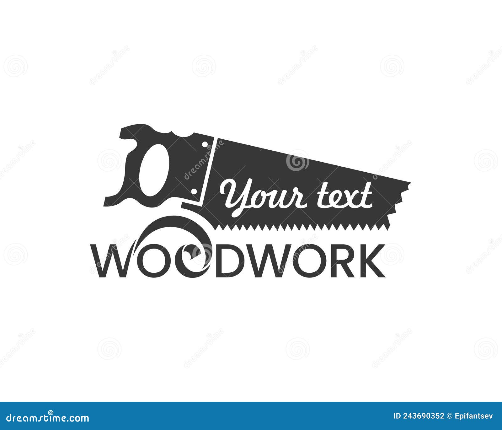 Woodwork Logo Template. Simple Emblem With A Hand Saw In One Color ...