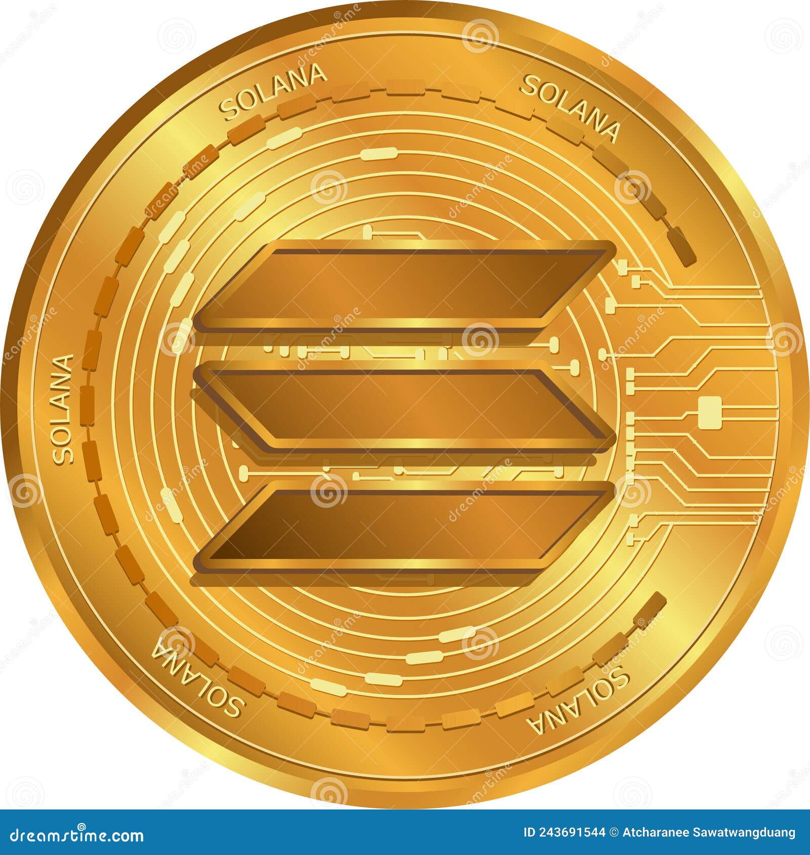 Solana Sol Crypto Currency Gold Coindigital Money Exchange Editorial ...