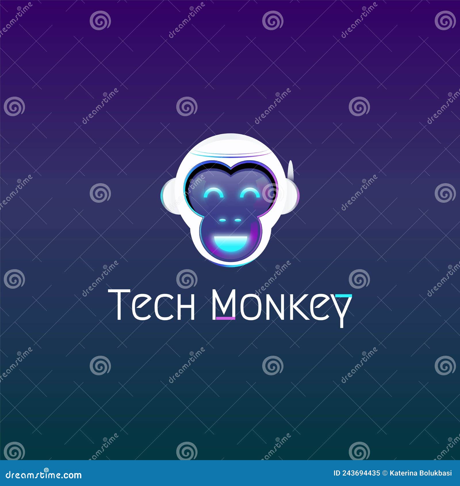 Technology Character Logo Icon Robot Monkey Illustration Modern Animal ...