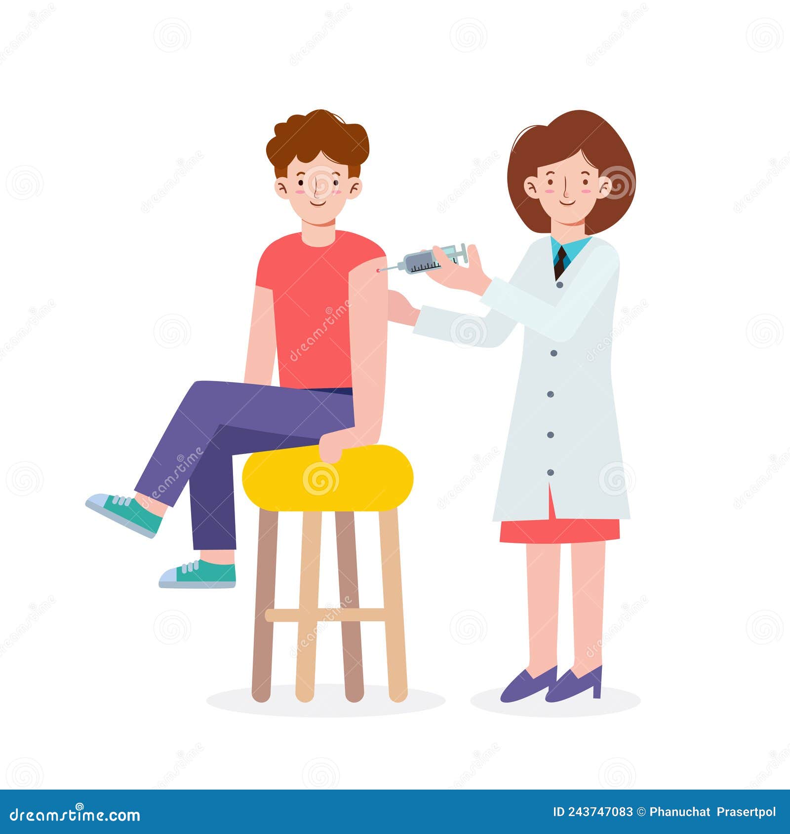 Doctor Female Gives an Intramuscular Injection in Male Arm Healthcare ...