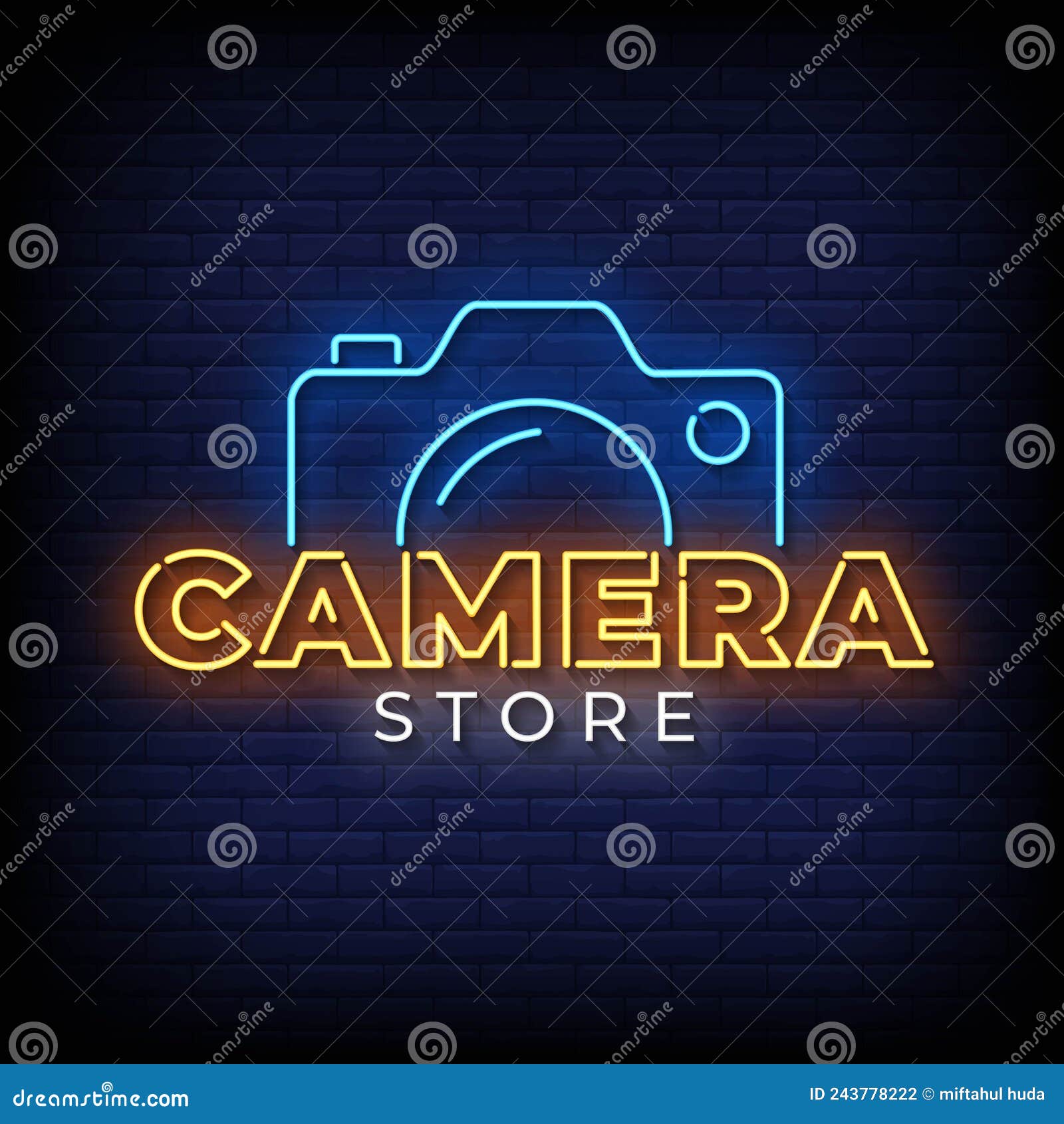 Camera Store Neon Signs Style Text Vector Stock Vector - Illustration ...
