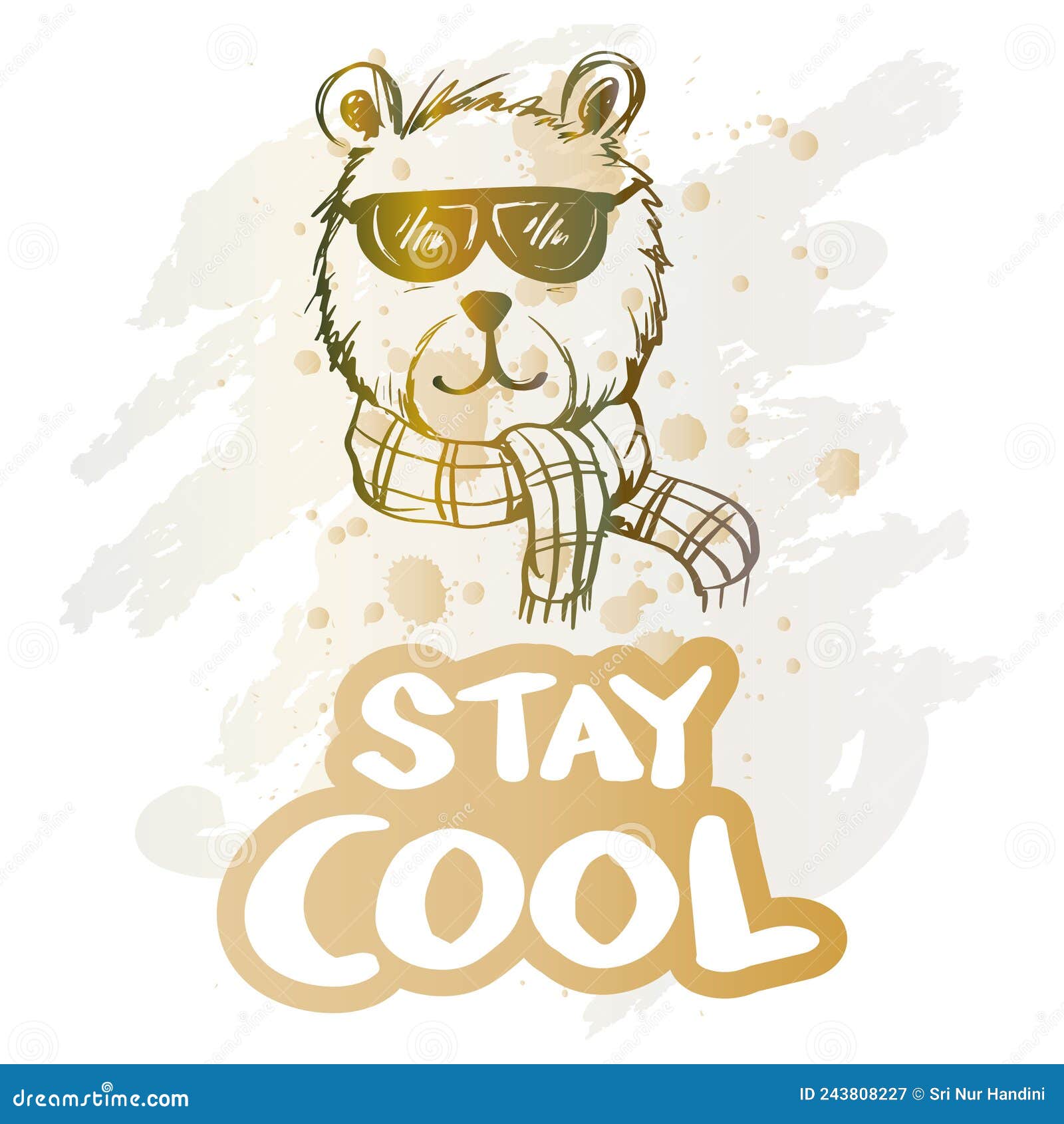 Stay Cool Text with Bear. Poster Quote Stock Vector - Illustration of ...