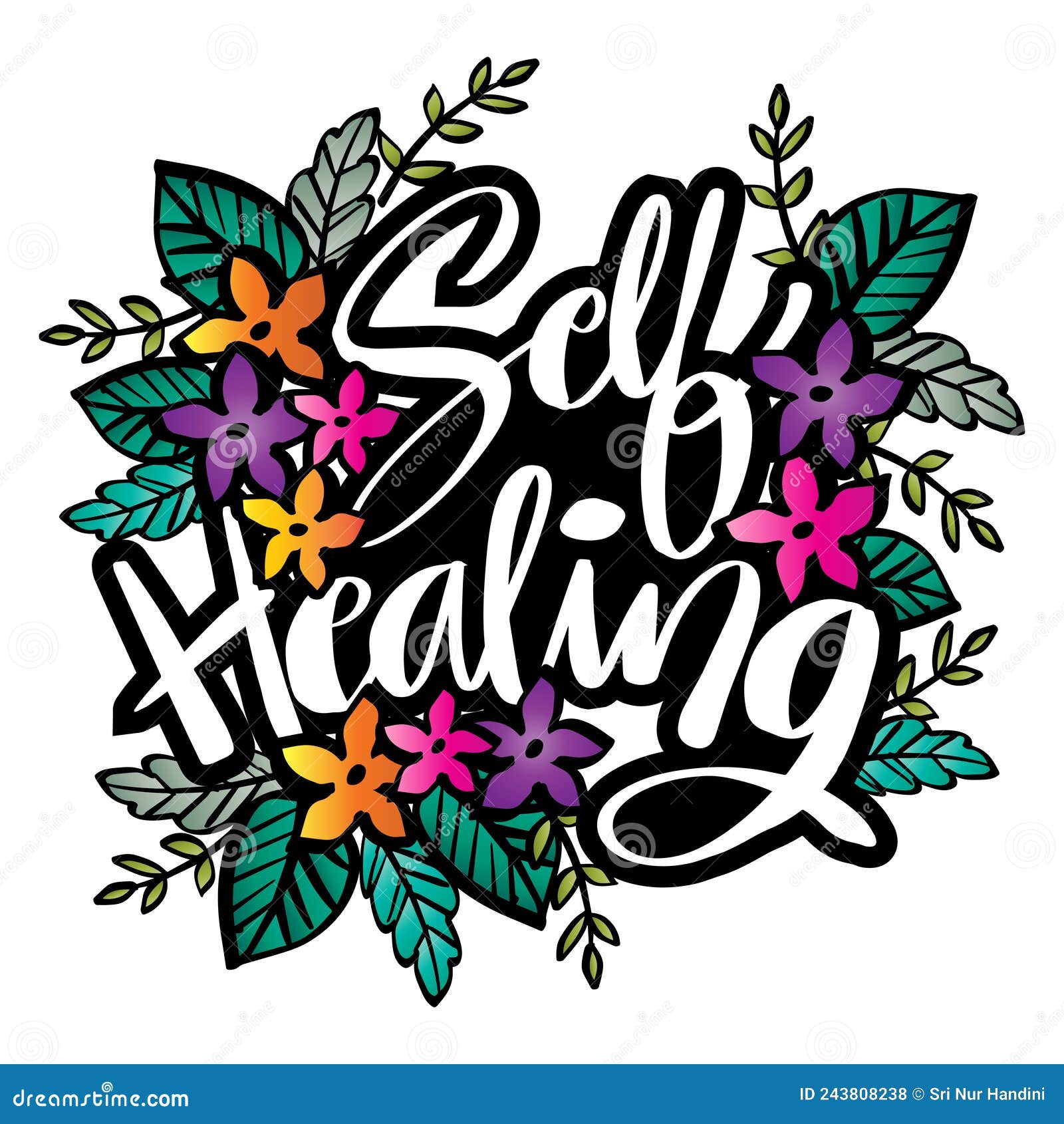 Self Healing Hand Lettering. Poster Quote Stock Vector - Illustration ...