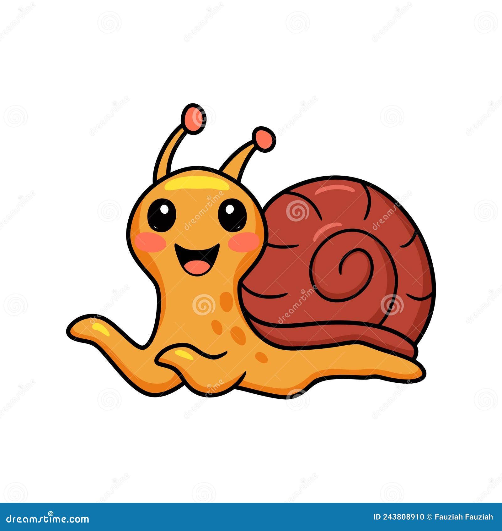 Cute Little Snail Cartoon Character Stock Vector - Illustration of ...