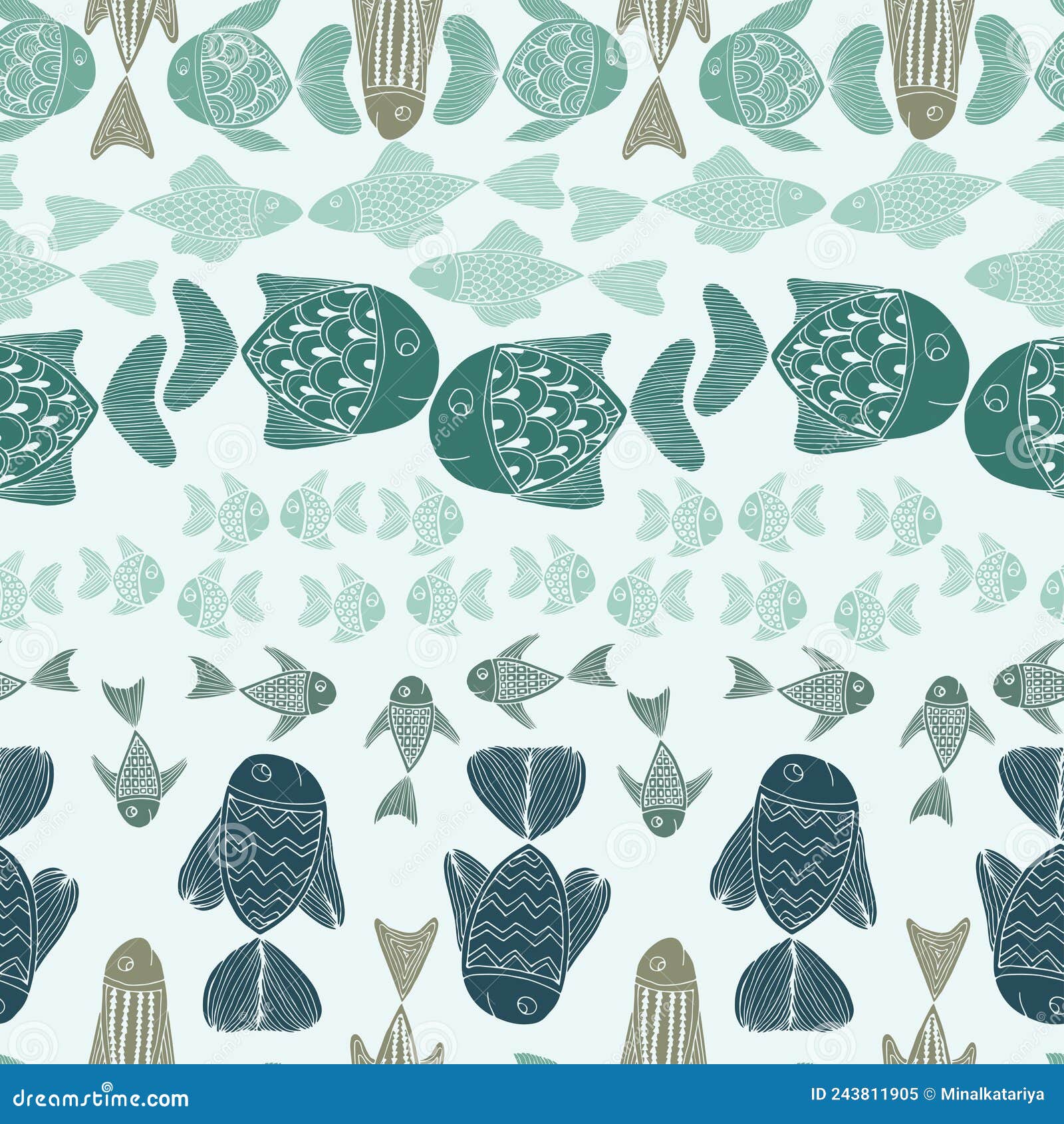 Classic Fish Illustration Collection Seamless Patterns Stock ...