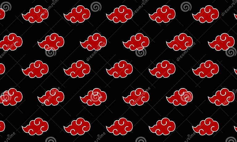 Abstract Seamless Red Cloud Pattern on Black Background. Stock Vector ...