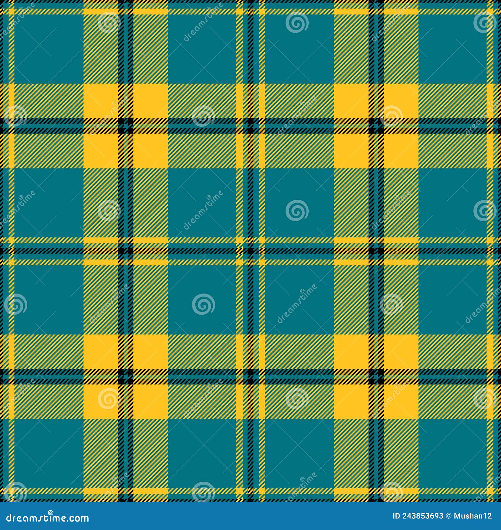 Blue and Yellow Tartan Plaid. Scottish Pattern Fabric Swatch Close-up ...