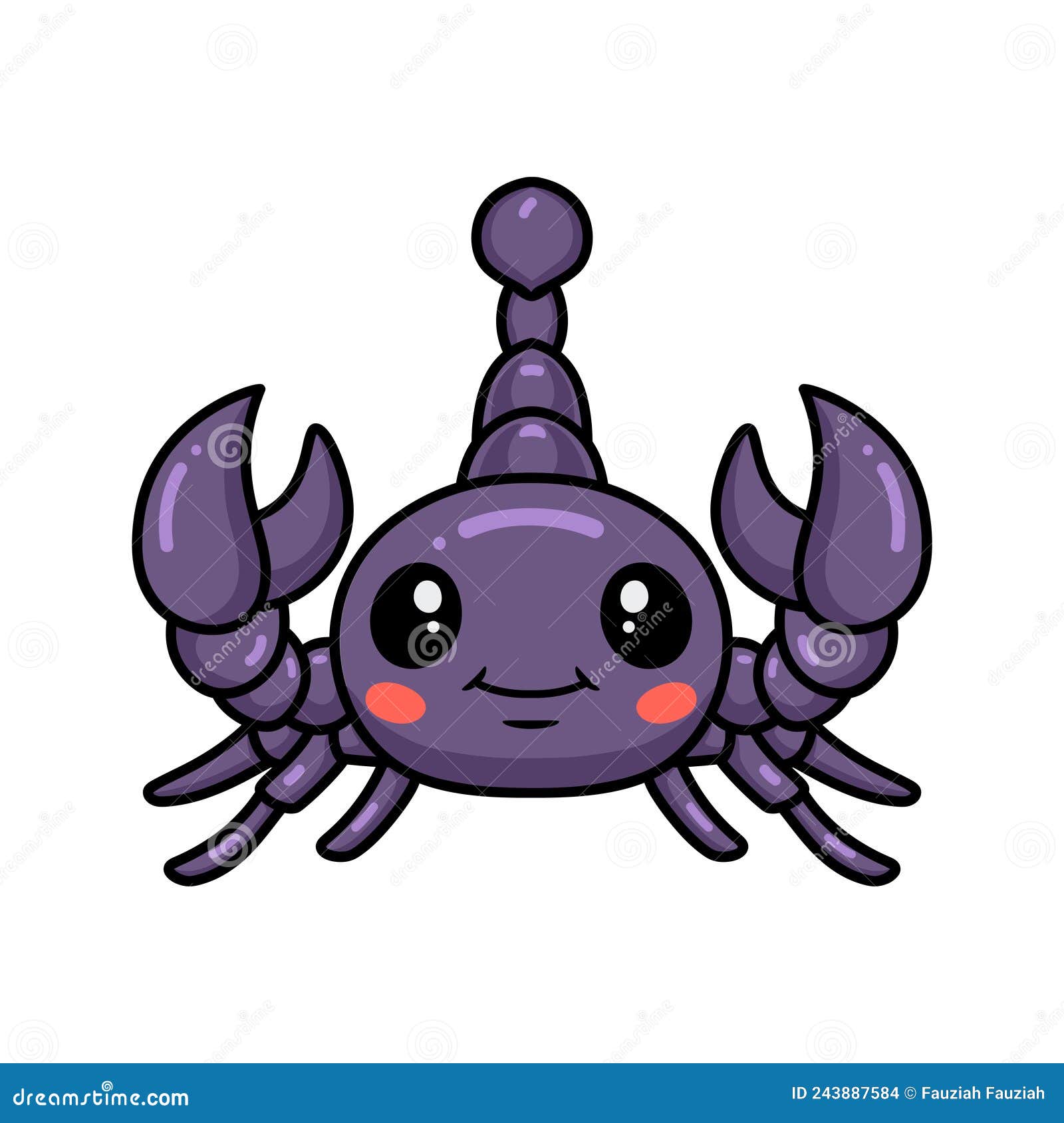 Cute Purple Scorpion Cartoon Character Stock Vector - Illustration of ...