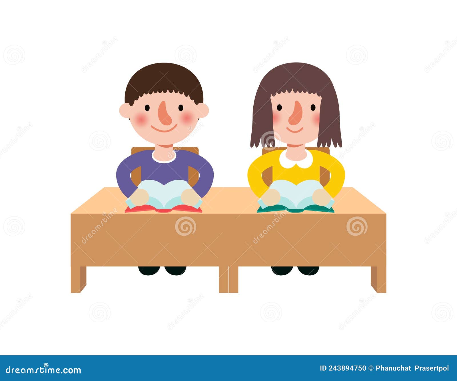 Back To School Primary School Cute Pupils Sit at Desk, Elementary ...