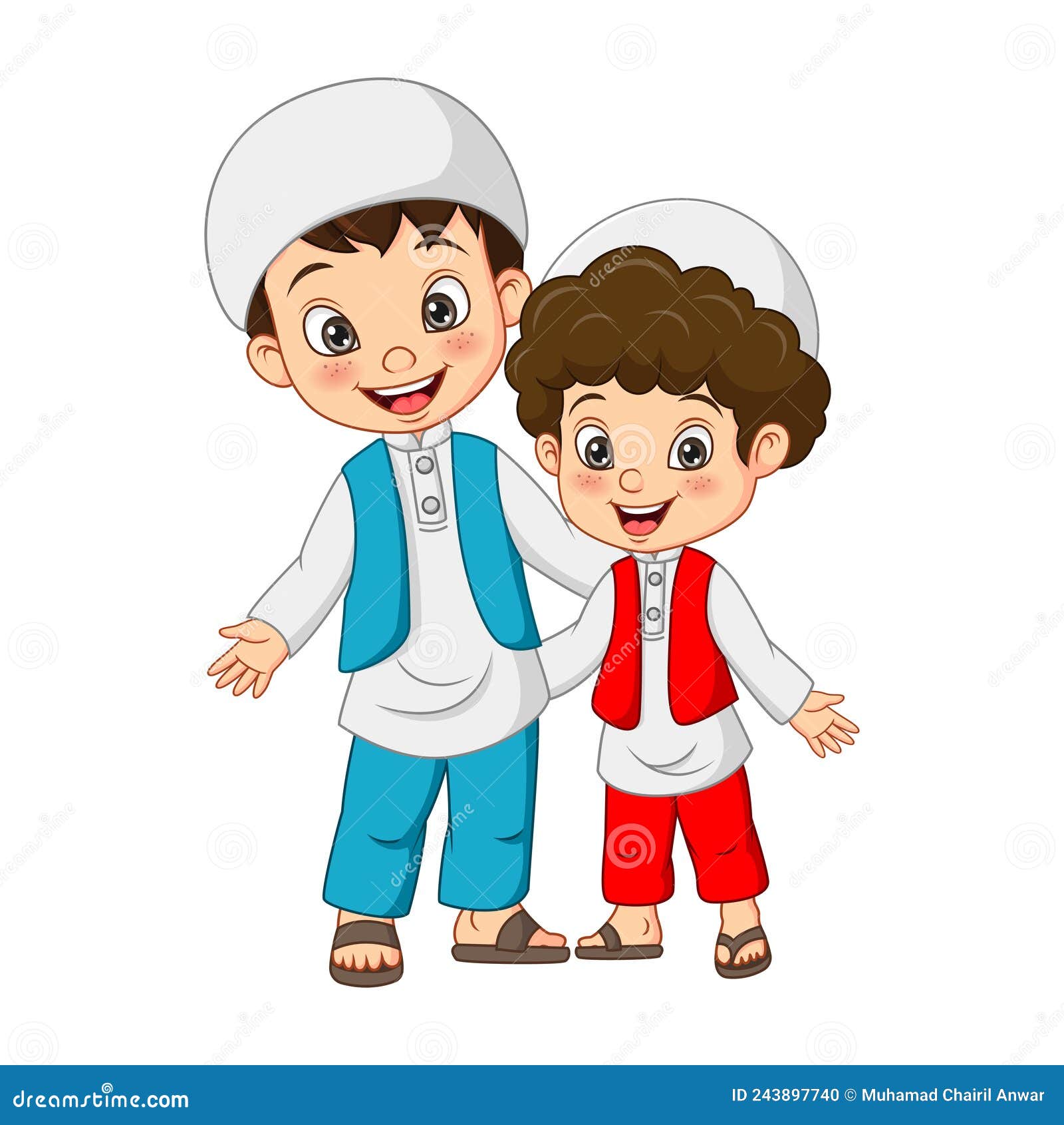 Happy Muslim Cartoon on White Background Stock Vector - Illustration of ...