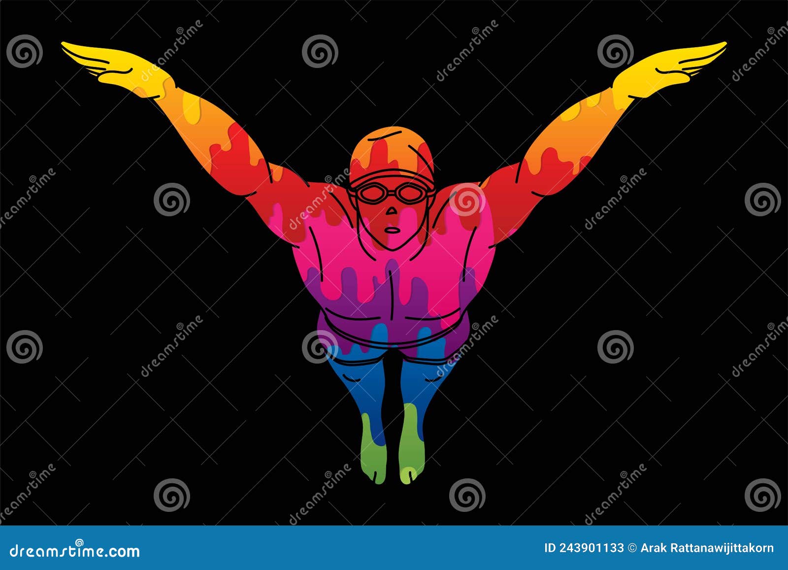 Swimming Sport Male Swimmer Action Cartoon Graphic Vector Stock Vector ...