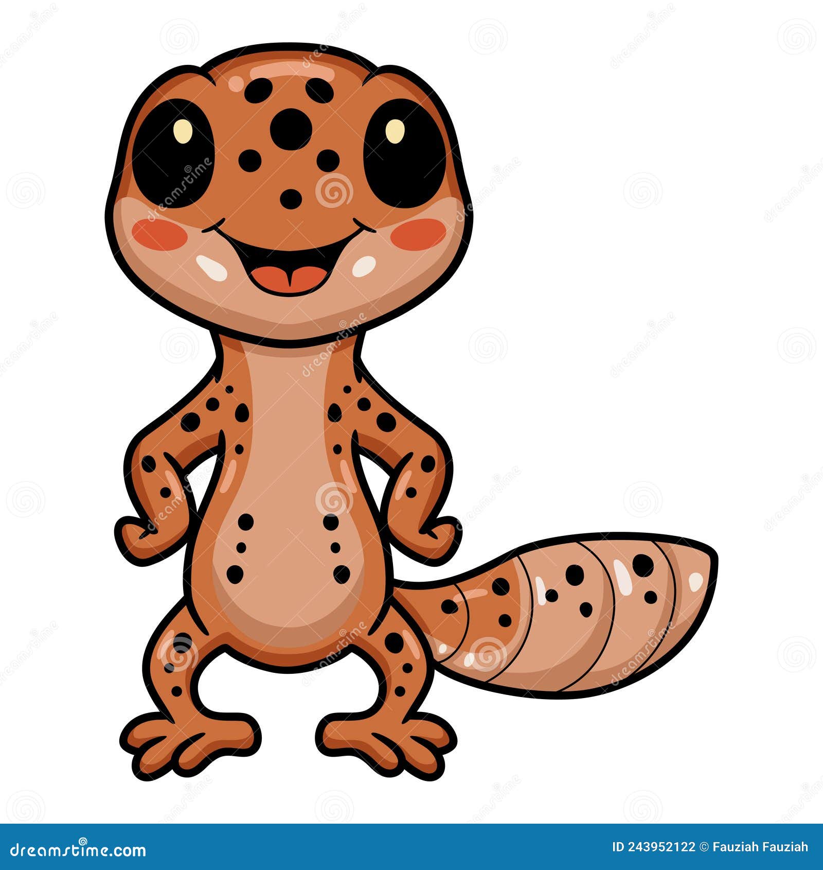 Cute Leopard Gecko Cartoon Standing Stock Vector - Illustration of ...