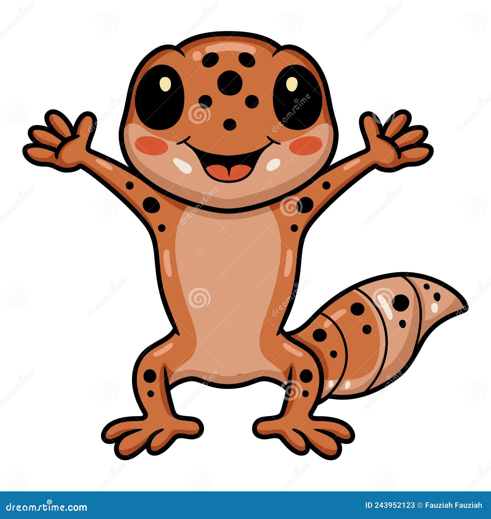 Cute Leopard Gecko Cartoon Raising Hands Stock Vector - Illustration of ...
