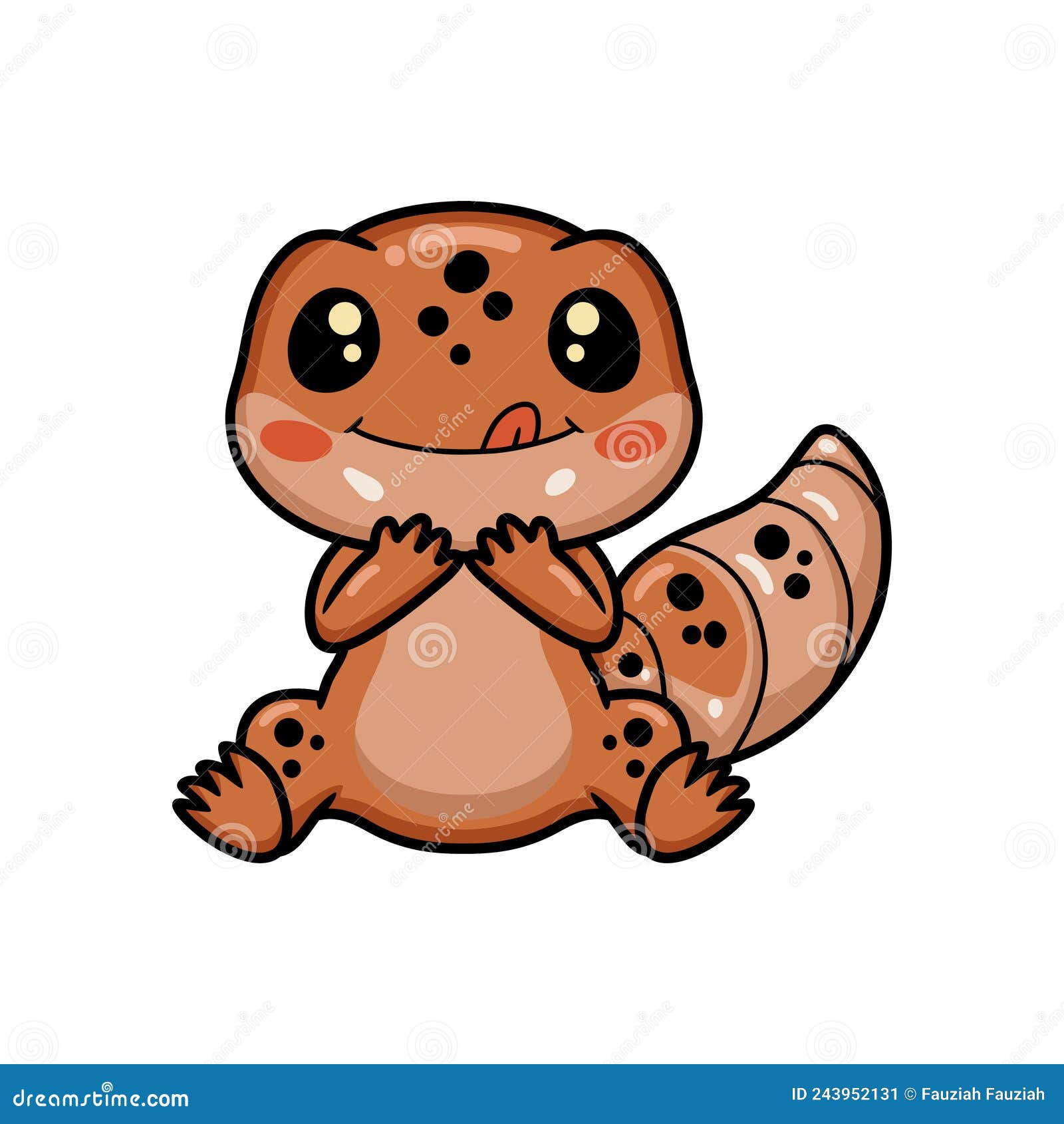 Cute Leopard Gecko Cartoon Sitting Stock Vector - Illustration of ...