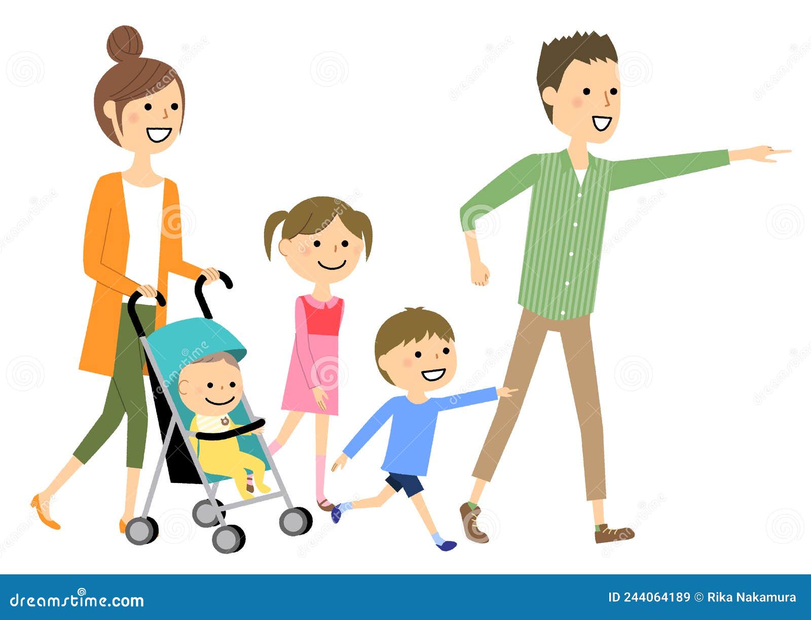 Walking family stock vector. Illustration of parenting - 244064189