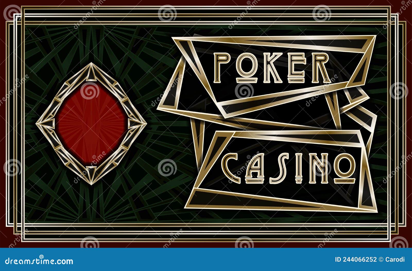 Diamonds Poker Vip Card, Casino Art Deco Style Stock Vector ...