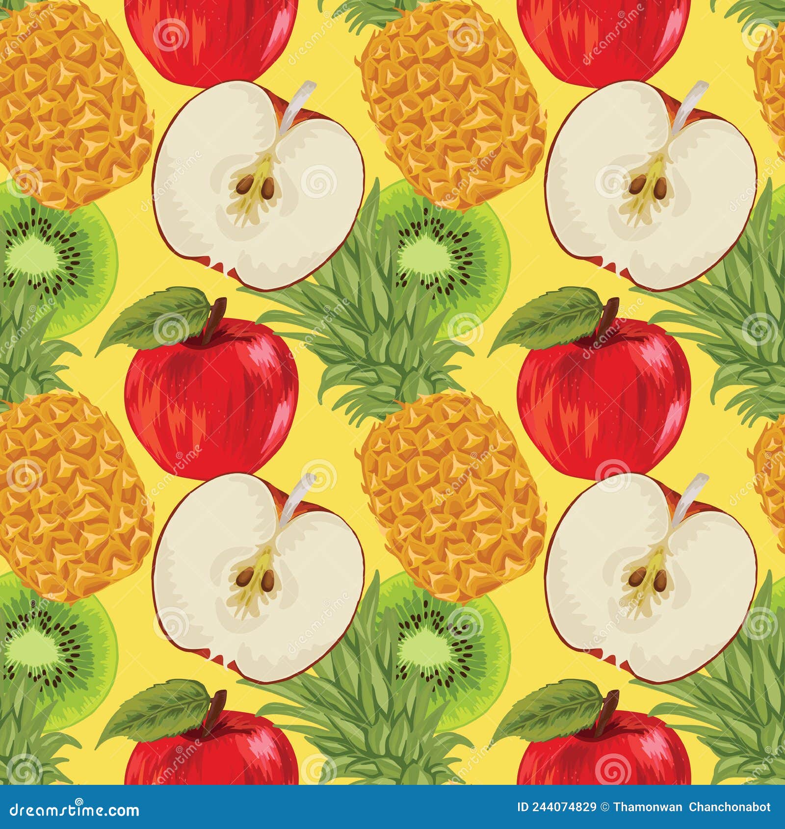 Fruits Drawing Seamless Background Stock Vector - Illustration of ...