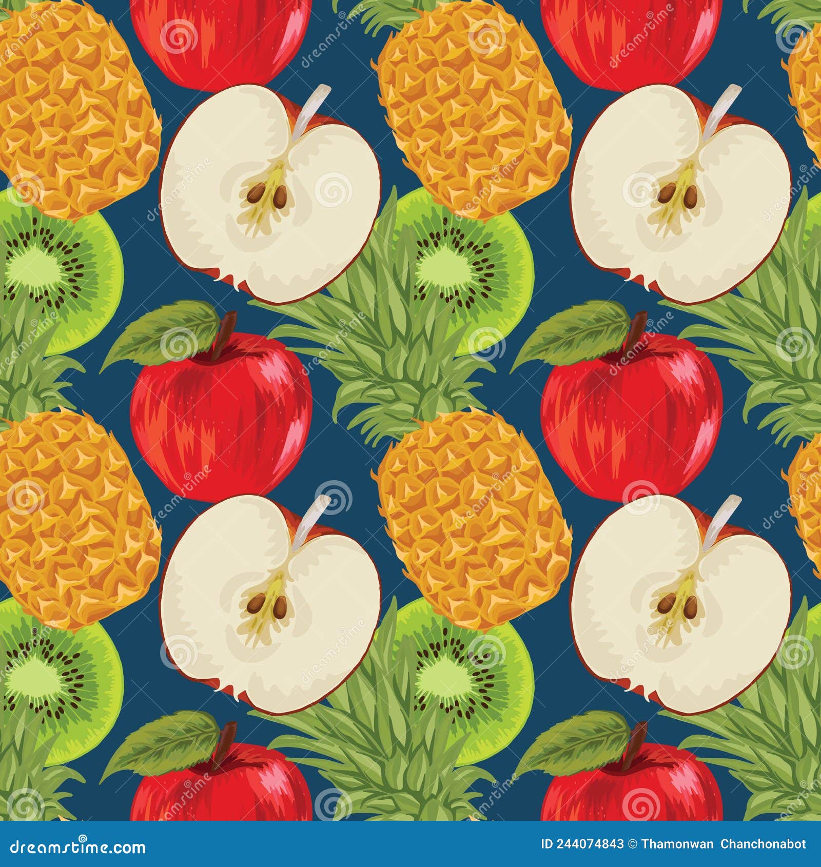 Fruits Drawing Seamless Background Stock Vector - Illustration of food ...