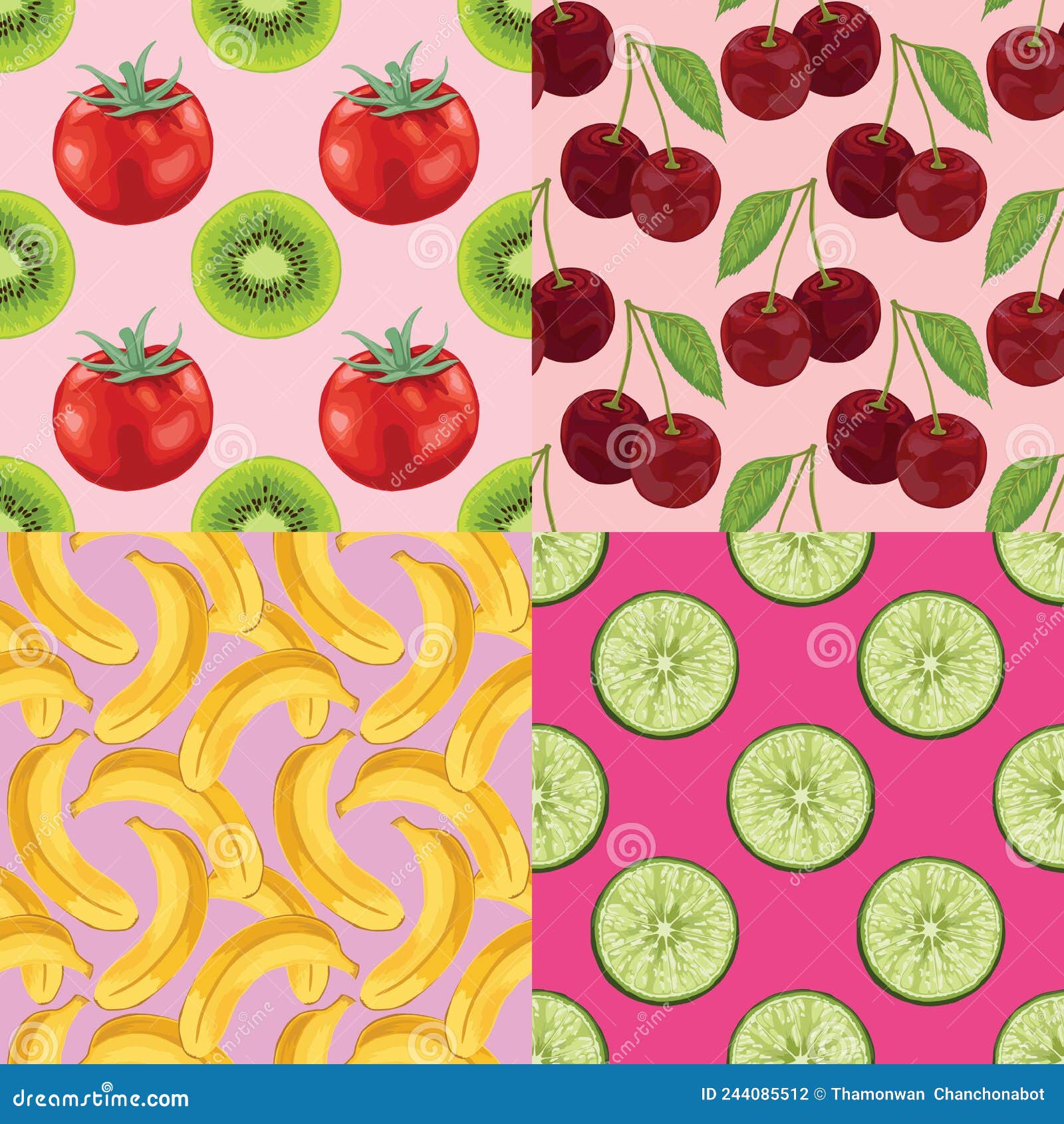 Fruits Drawing Seamless Background Stock Vector - Illustration of slice ...