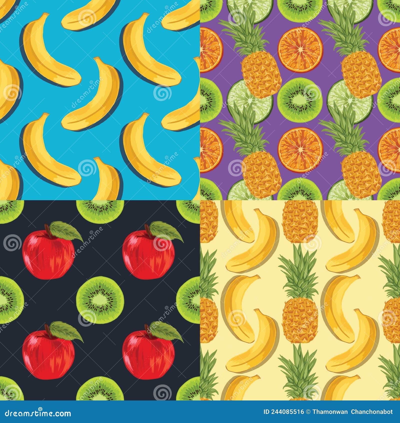 Fruits Drawing Seamless Background Stock Vector - Illustration of ...