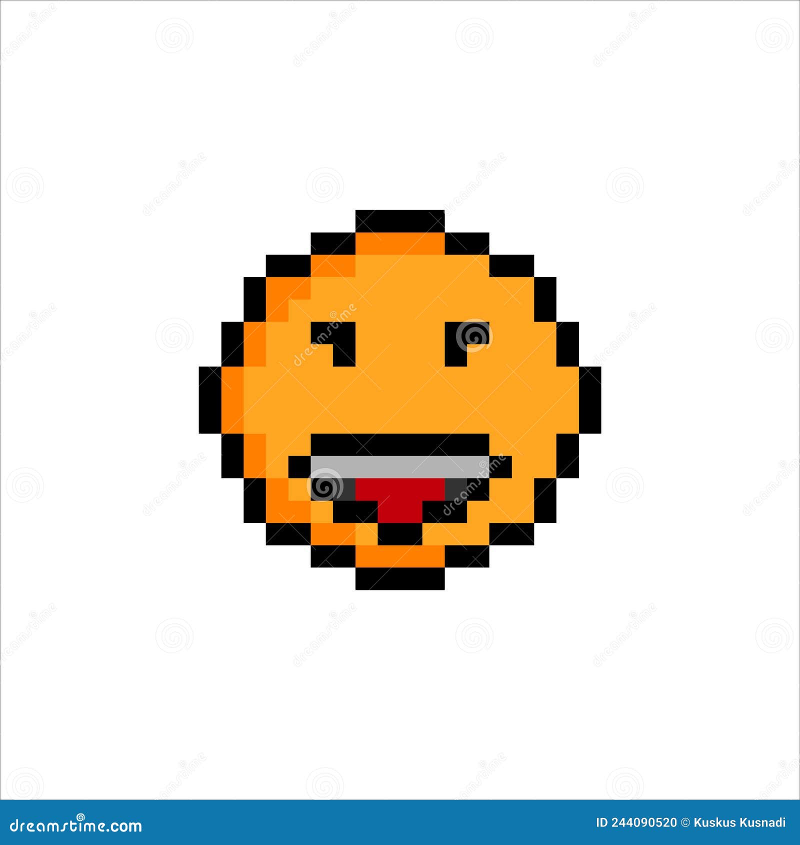 Emoji or Emoticon Face Icon in Pixel Art. Stock Vector - Illustration ...