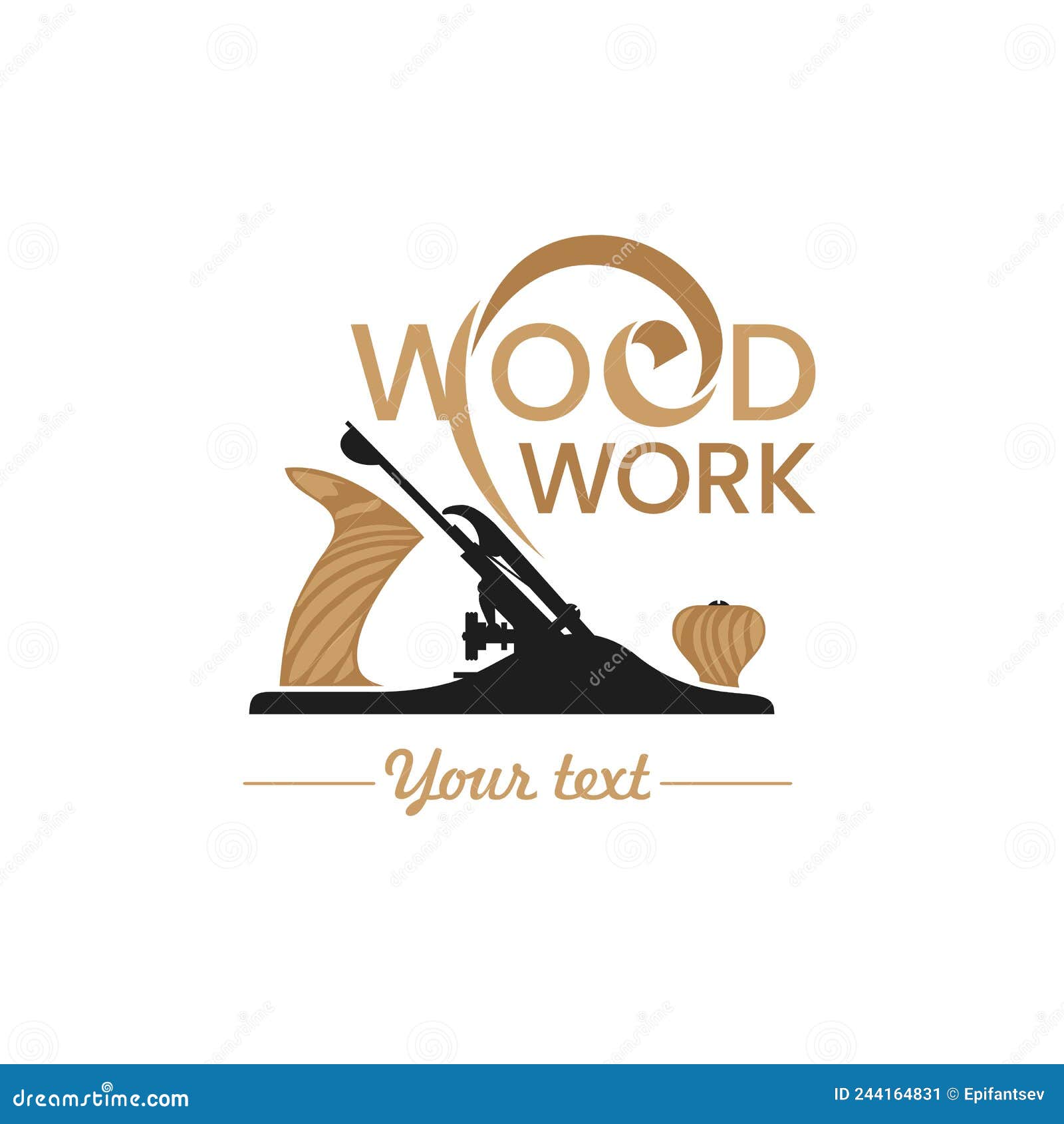 Wood Work Logo Template. Vector Emblem with a Plane and Wood Chip Stock ...
