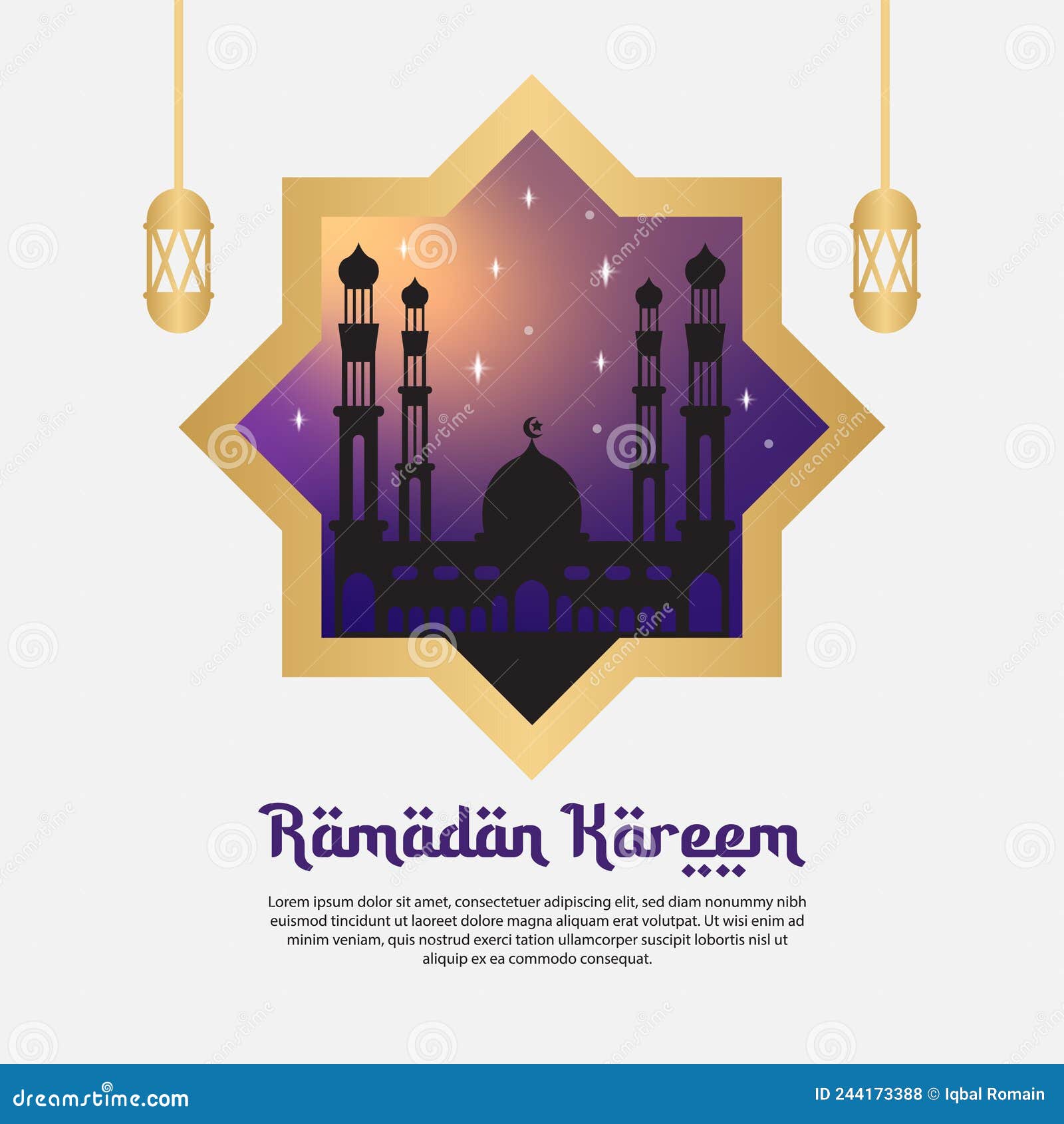 Ramadan Kareem Banner with Moon, Clouds and 3d Paper Cut Sheikh Zayed ...