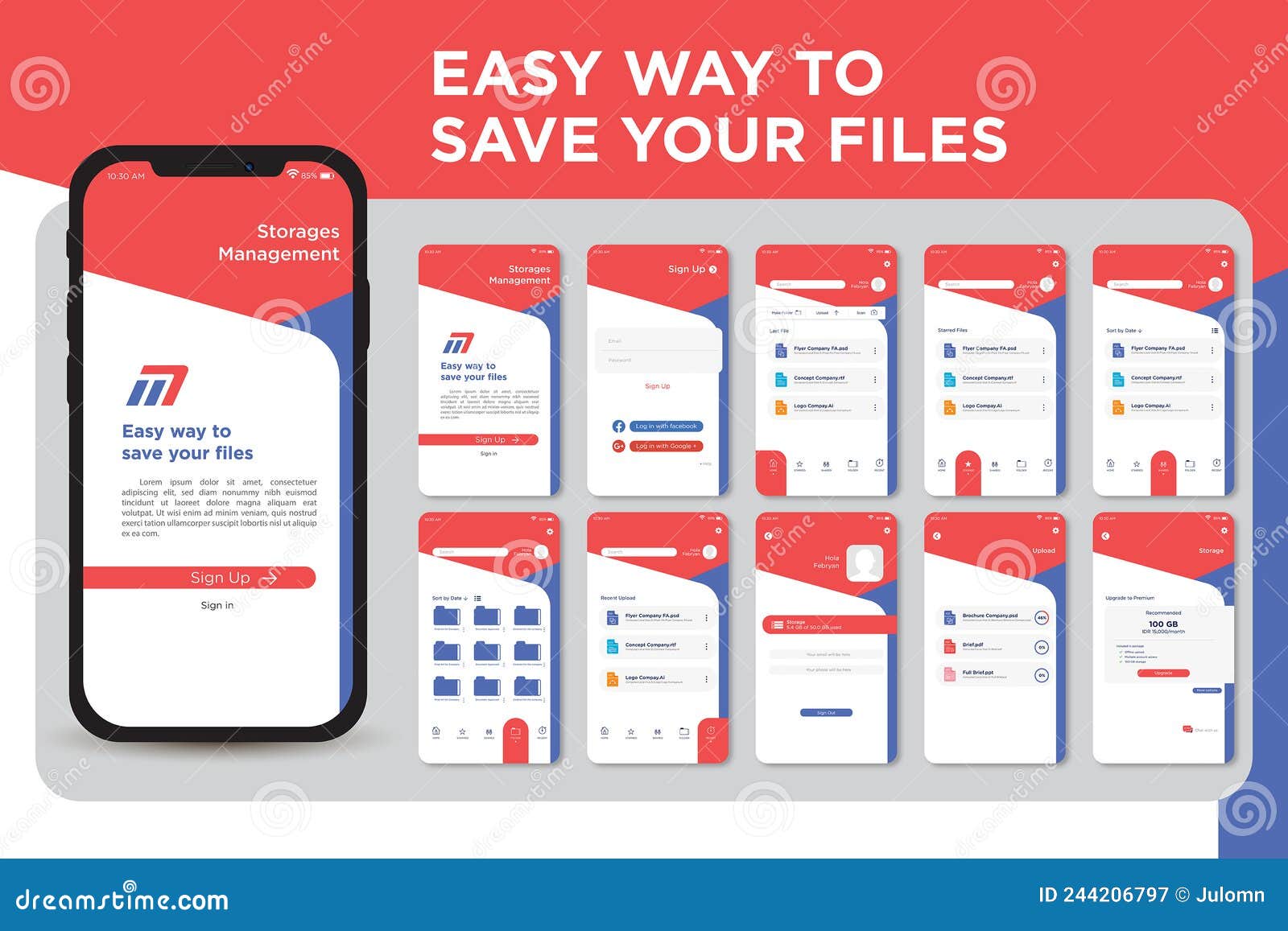 Storage App UI Kit Template Stock Illustration - Illustration of ...