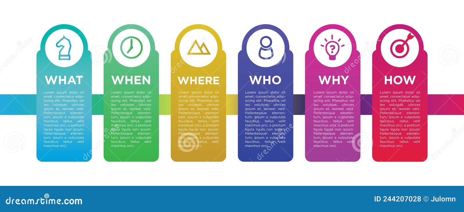 Infographic for Business What, when, Where, Who, Why, How Concept Stock ...